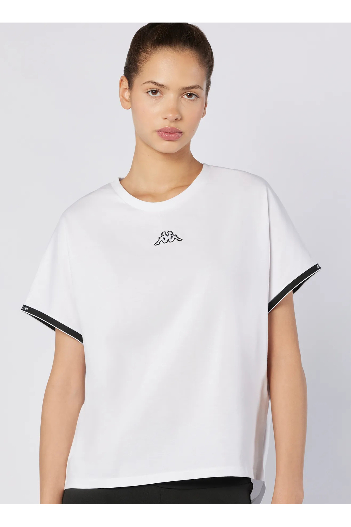 Kappa 341M8RW-001 LOGO TAPE ENNA TK Beyaz Yuvarlak Yaka Regular Fit Düz ...