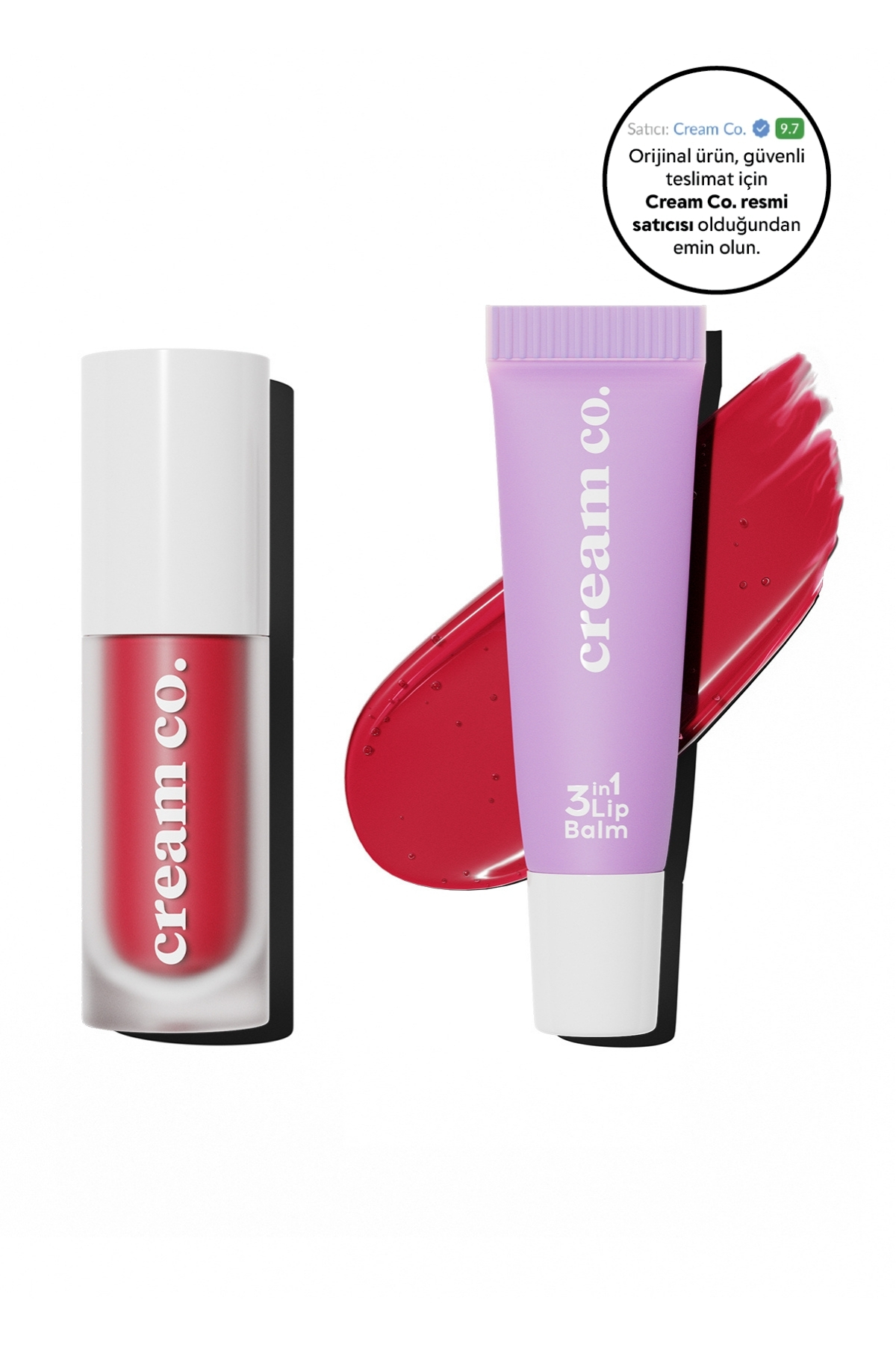 Cream Co. Glow Tint & 3in1 Lip Balm | Strawberry Red | Nemlendirici ...