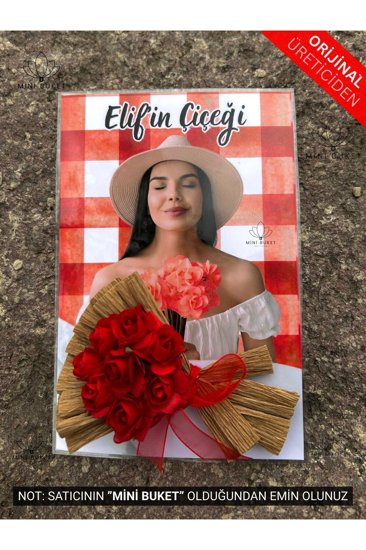 Merit Flower Kişiye Özel Fotoğraflı Kırmızı Çiçek Buketi, Sevgiliye ...