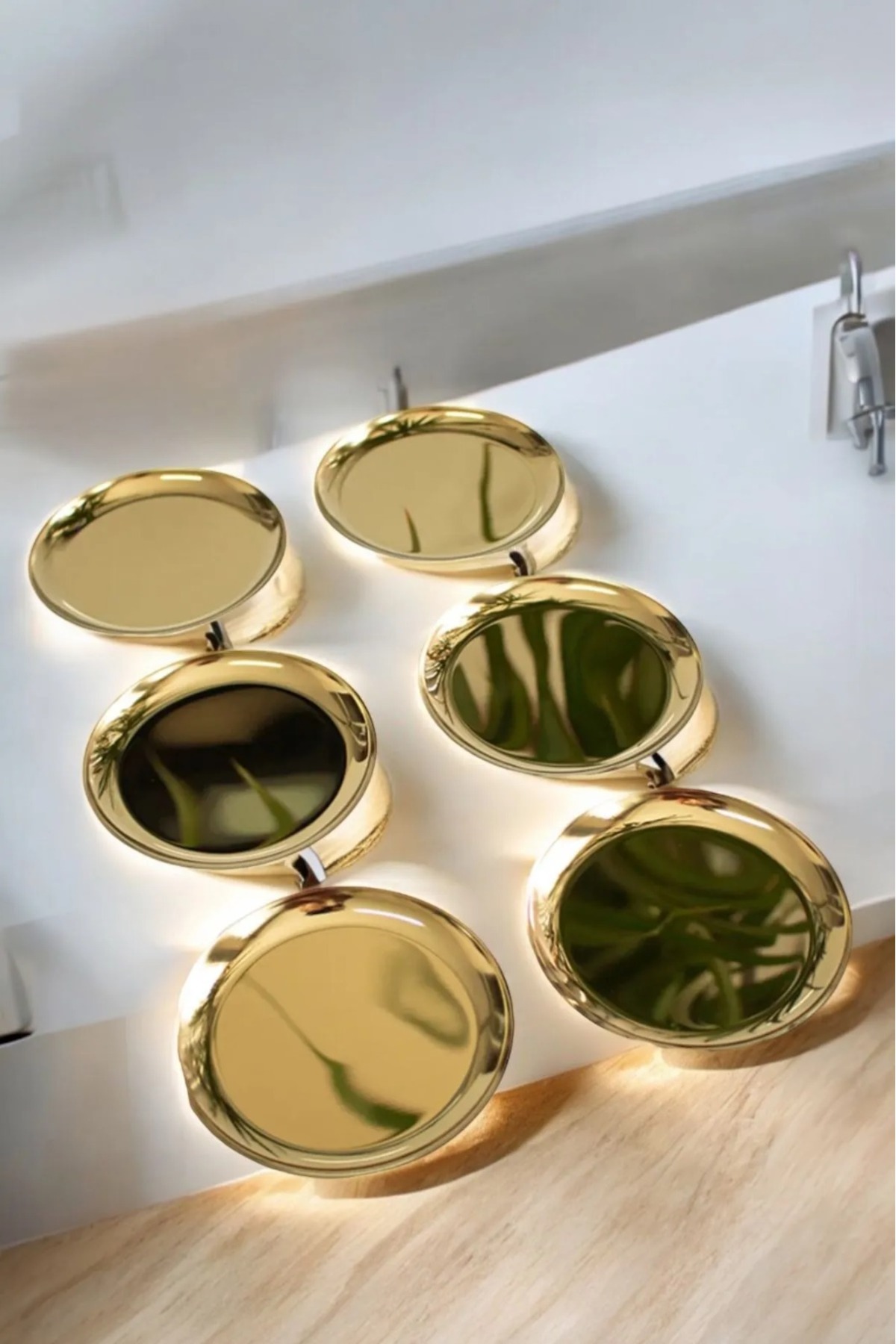 Kitchen Line 6 ADET METAL SUNUMLUK TATLI ÇEREZ SERVİS TABAĞI GOLD ...