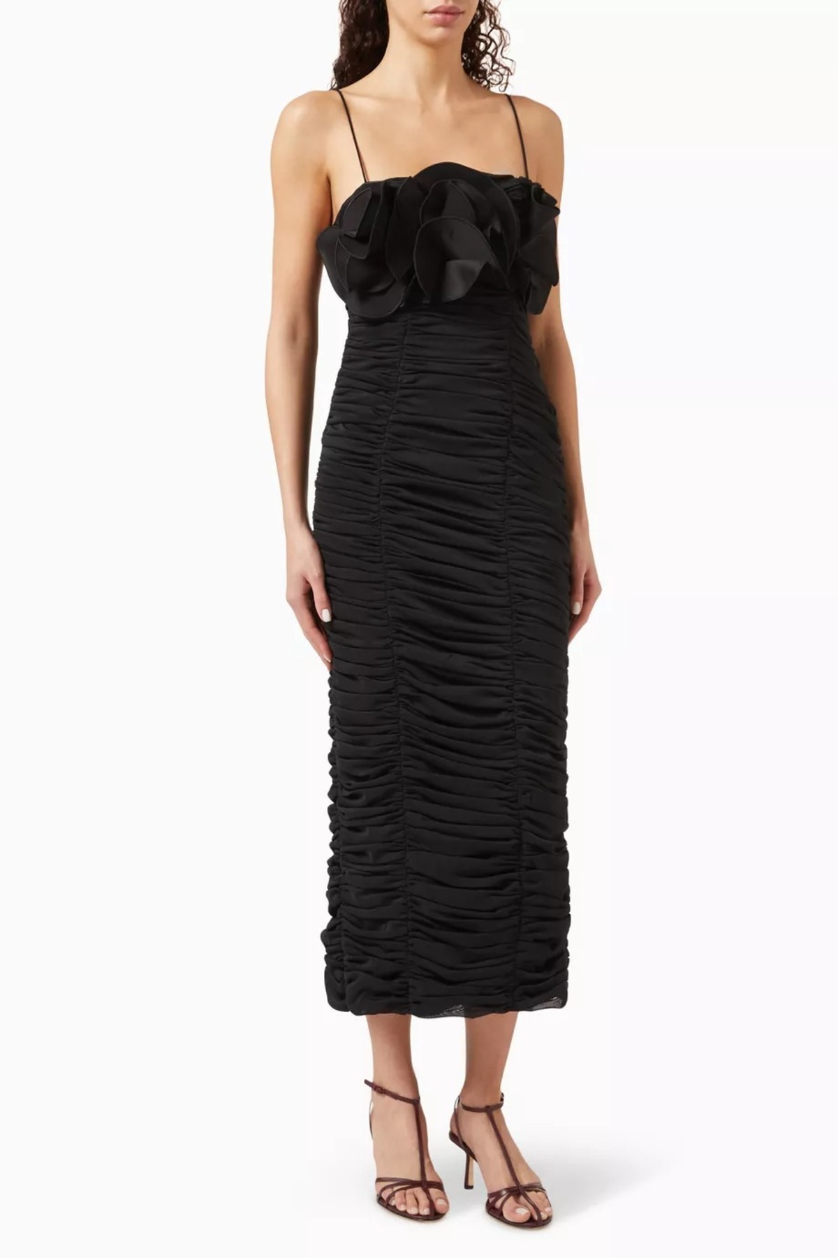 Acler Walsworth Siyah Roset Detaylı Midi Elbise - Fiyatı, Yorumları