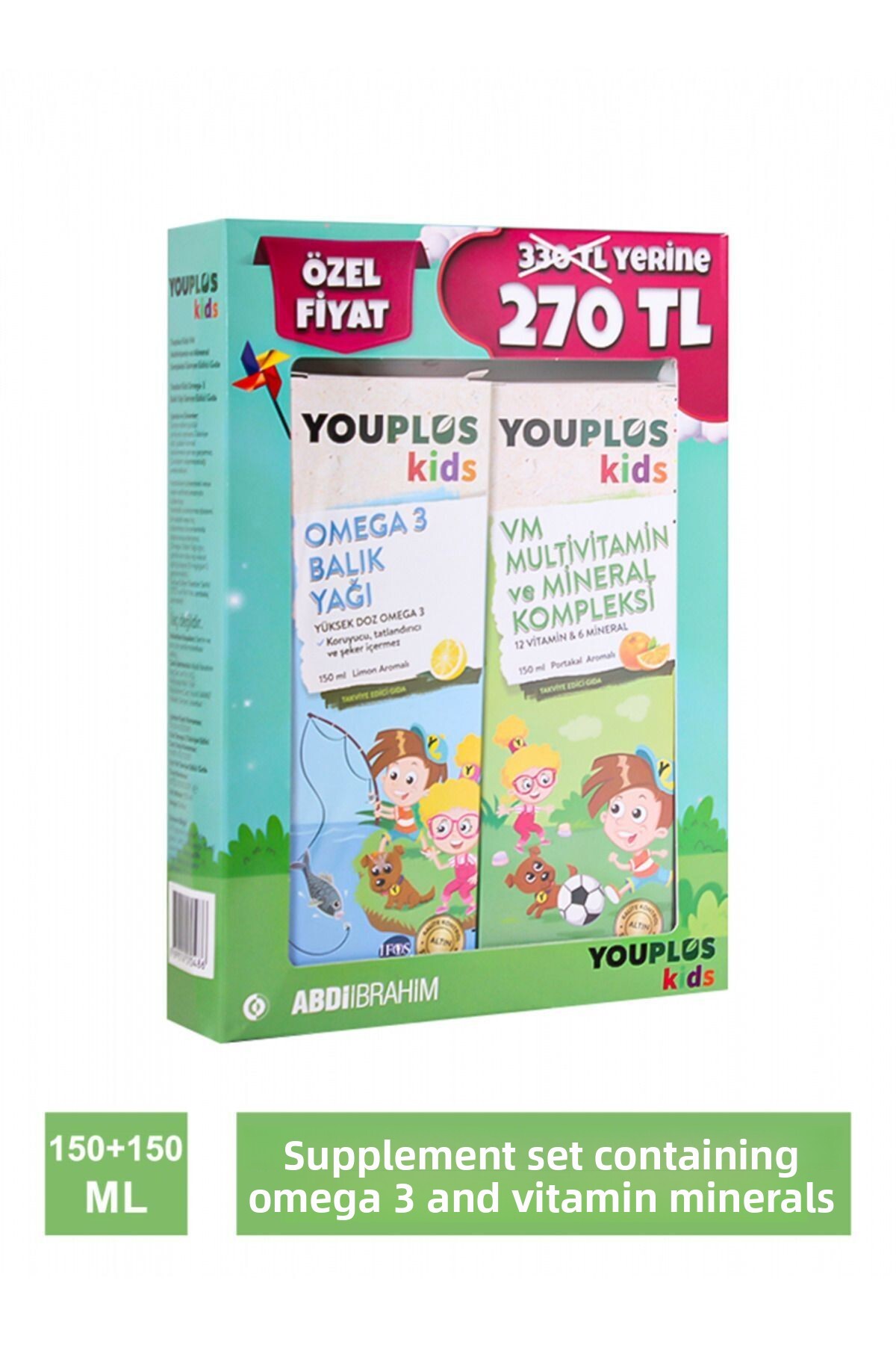 ABDİİBRAHİM Youplus Kids Omega 3 Fish Oil 150 ml + Kids Vm 150 ml- Trendyol