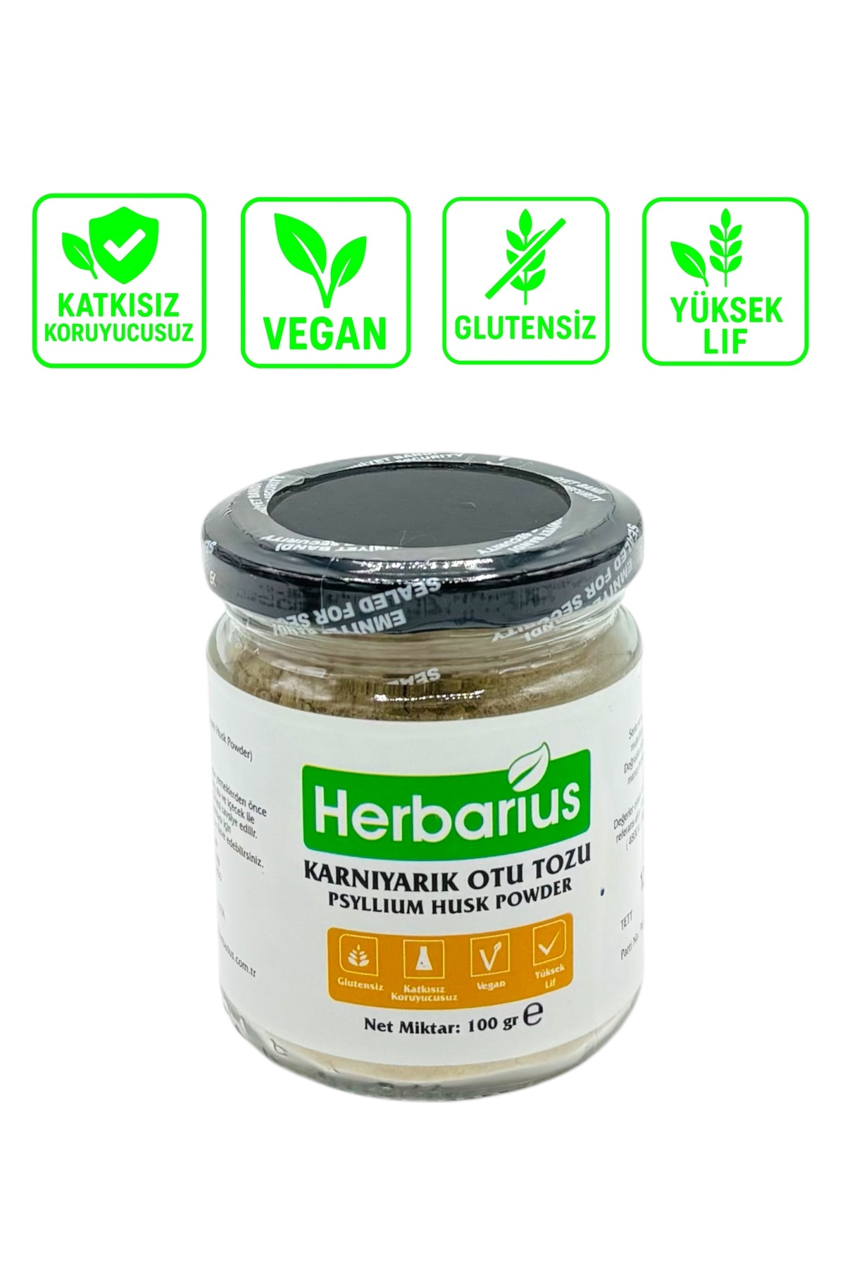 Herbarius Karnıyarık Otu Tozu 100 gr (Psyllium Husk Powder 100 gr ...