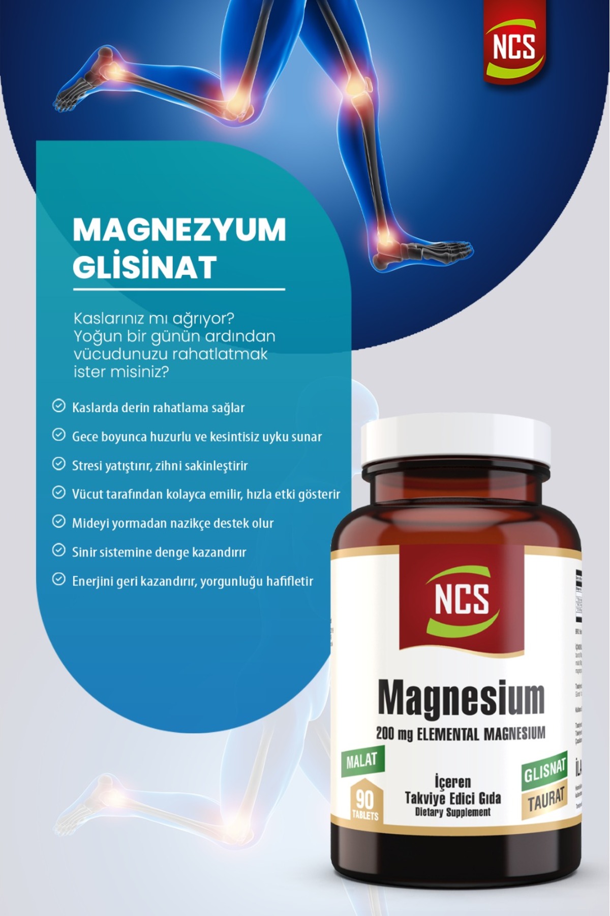 Ncs Magnesium 200 Mg Malat Taurat Glisinat 90 Tablet - Fiyatı, Yorumları