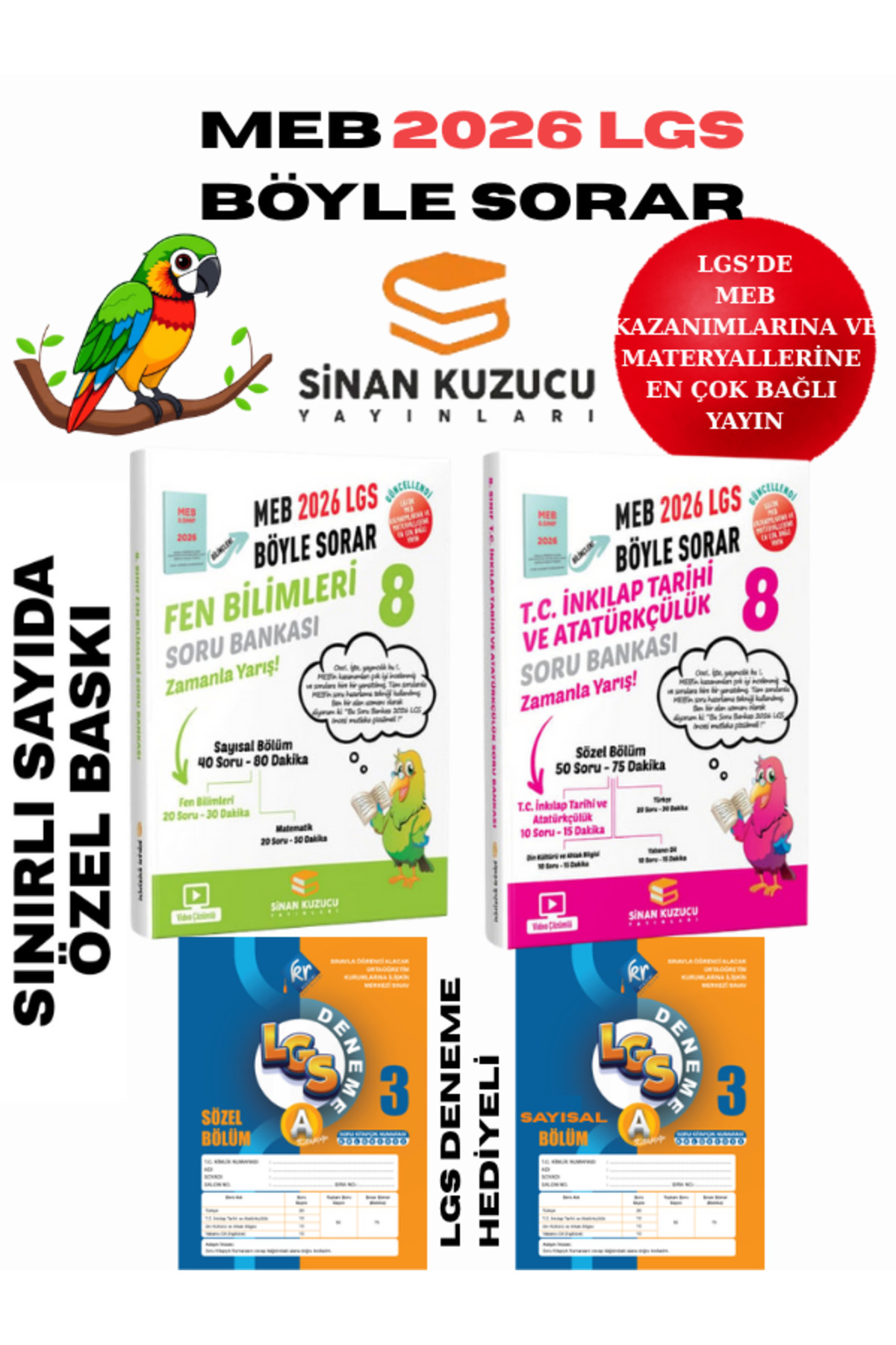 SİNAN KUZUCU YAYINLARI 8. Sınıf 2026 Lgs Meb Böyle Sorar FEN BİLİMLERİ VE İNKİLAP Soru Bankası ...