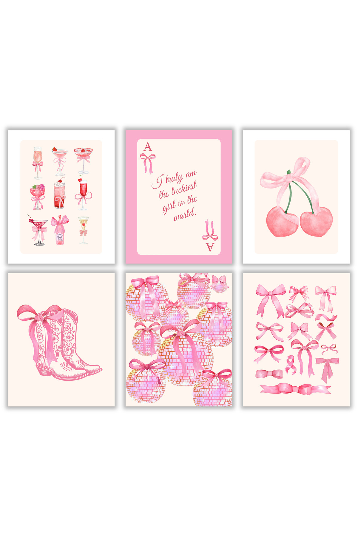 Liya Design Prints Preppy Poster - 6'lı set - 20x25cm - Kız odası için ...