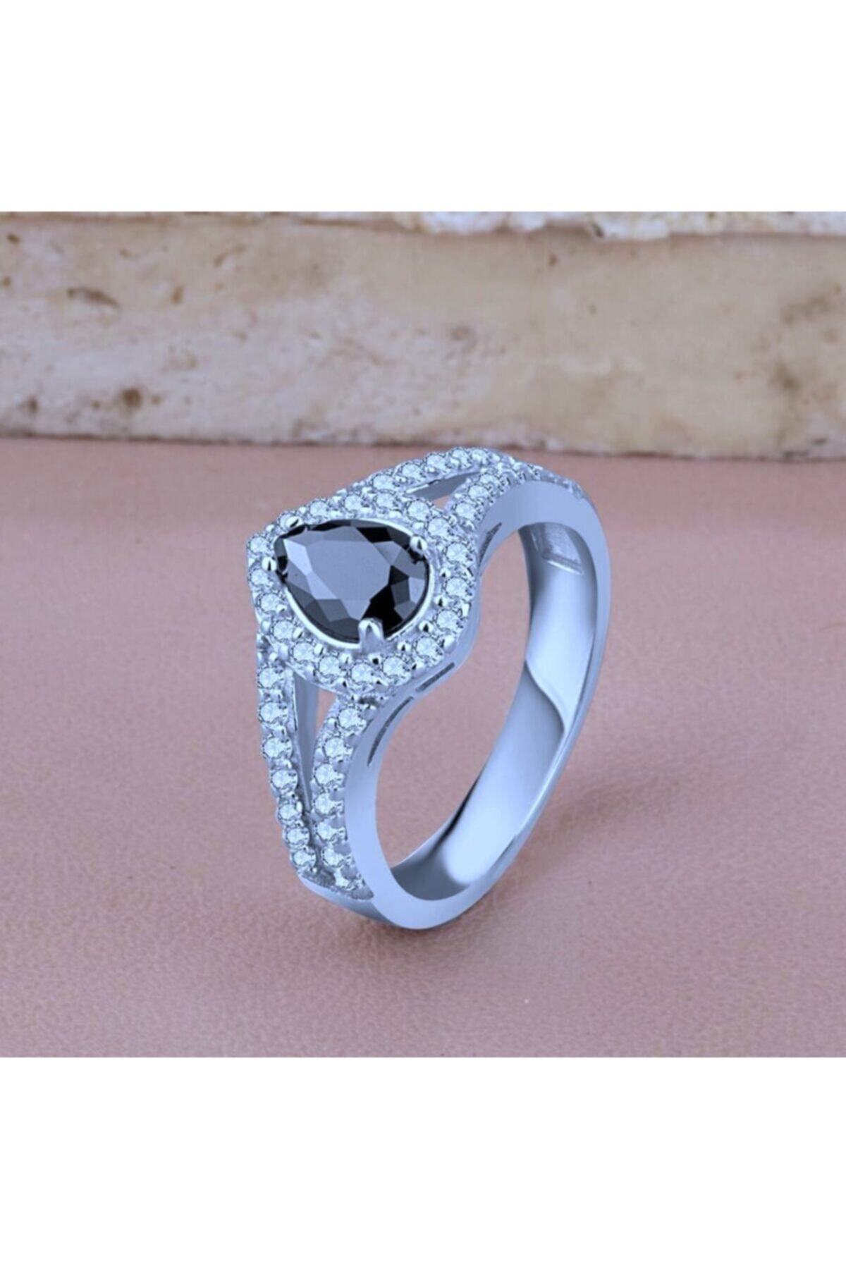 Candie Silver Tam Tur Zirkon Taş Işlemeli Damla Model Siyah Taşlı 925 ...