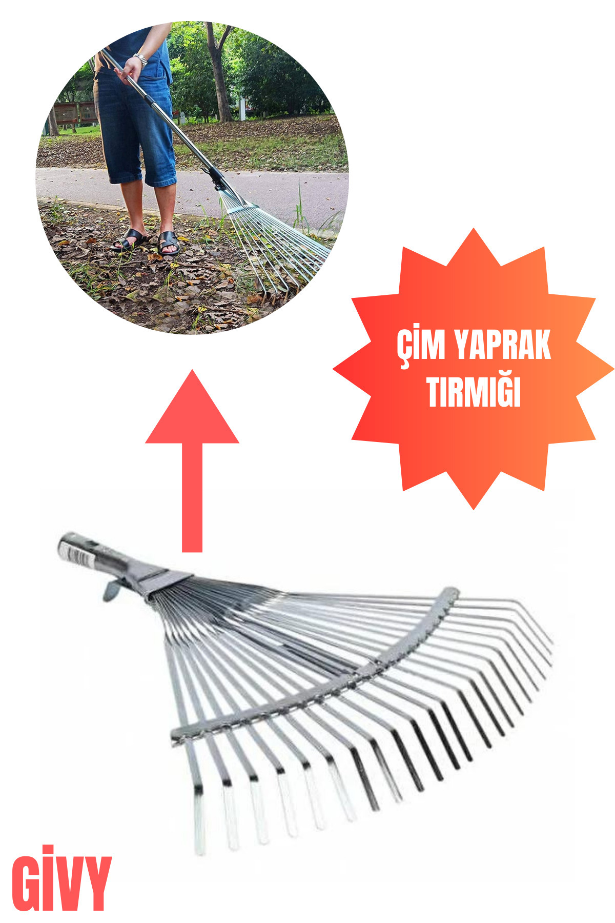 GİVY Ayarlanabilir Çim Yaprak Tırmığı – Ergonomik, Dayanıklı ve ...