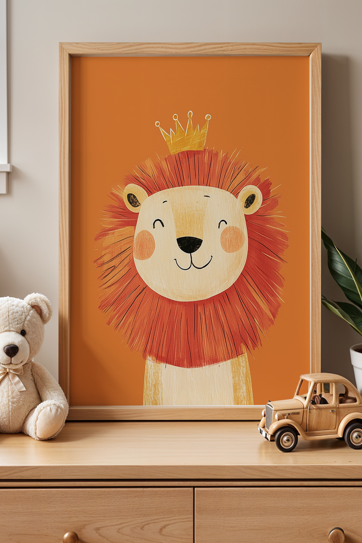Opak Design Sevimli Aslan Çocuk Odası Ve Bebek Odası Ahşap Çerçeveli ...