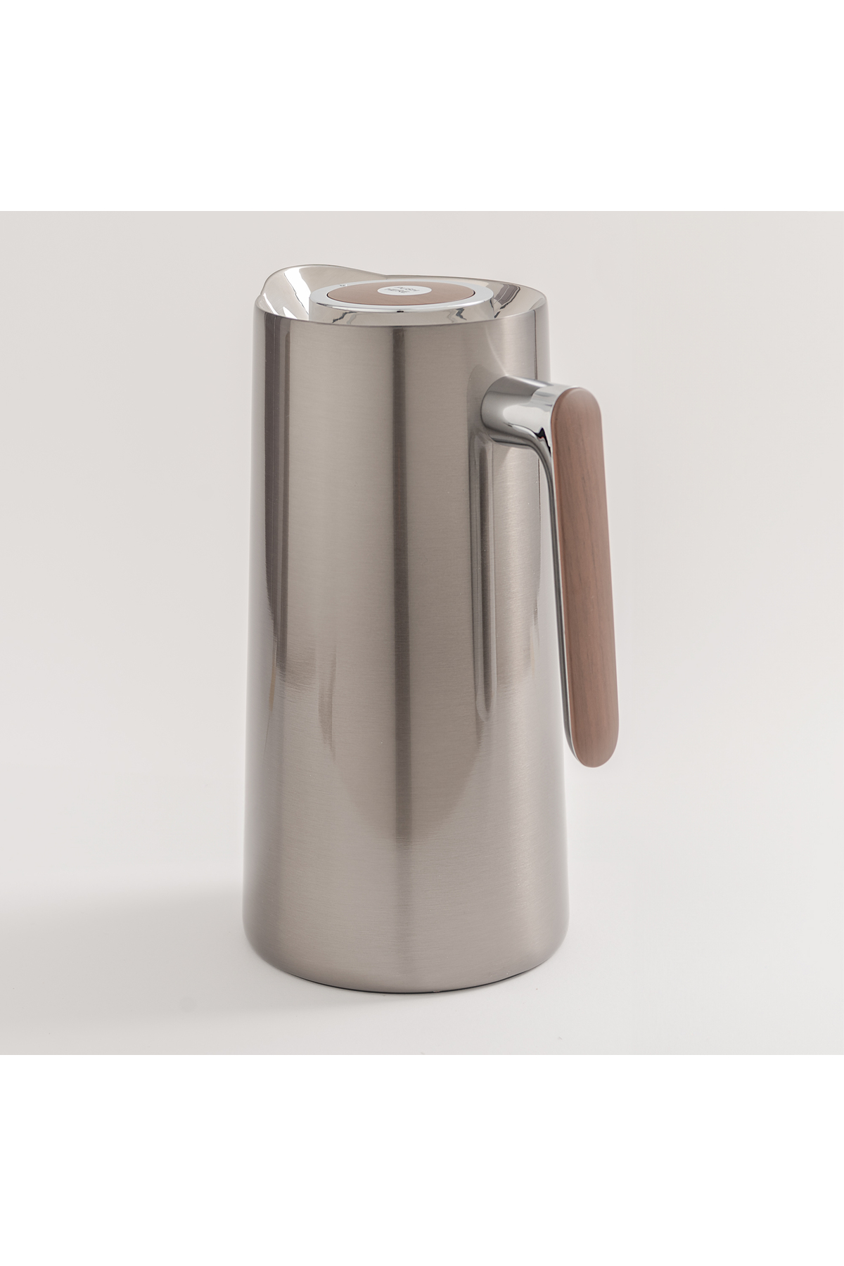 Dallaty 1L dark silver steel vacuum flask with wooden handle- Trendyol