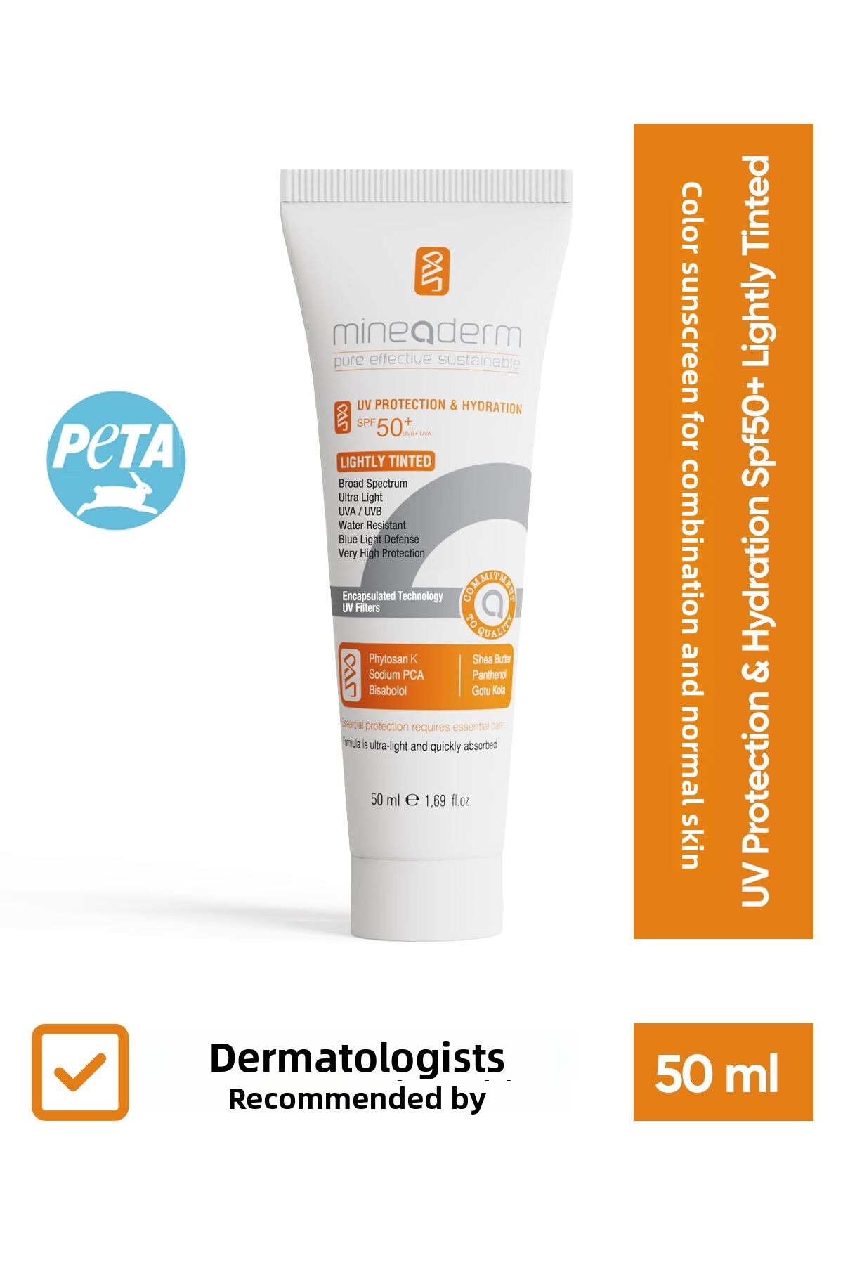 mineaderm Colored Sunscreen - SPF50+ Lightly Tinted for Combination and ...