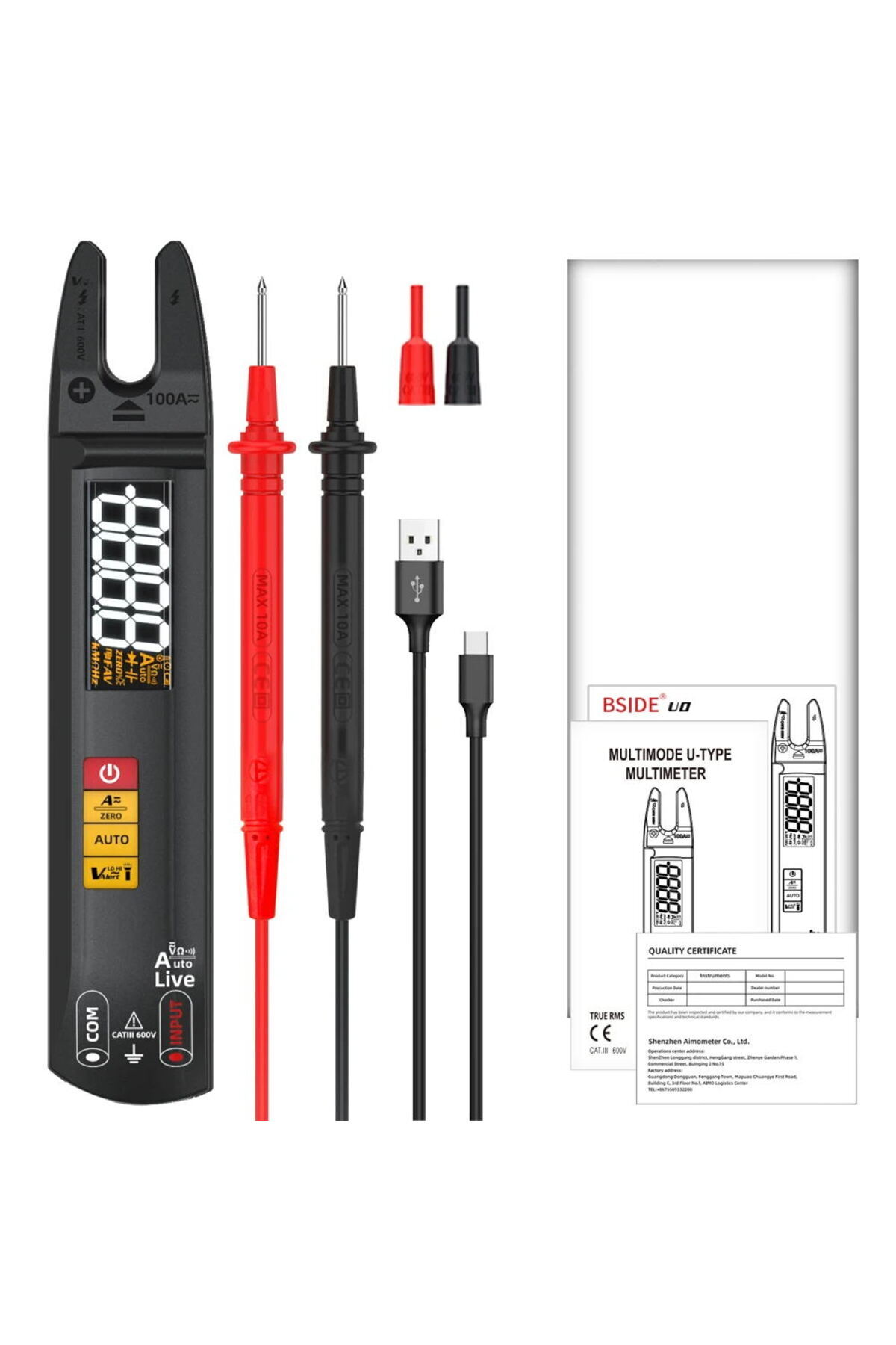 Choice U0 BSIDE Smart Clamp Meter DC AC Current 100A Ammeter Clamp T ...