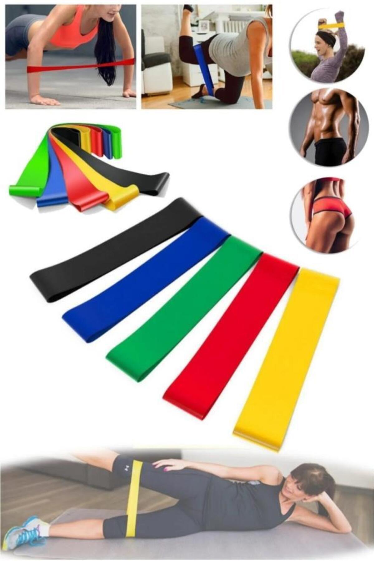OptaPro Egzersiz Plates Fitness Direnç Lastiği 5'li Set Kas Germe Ve ...