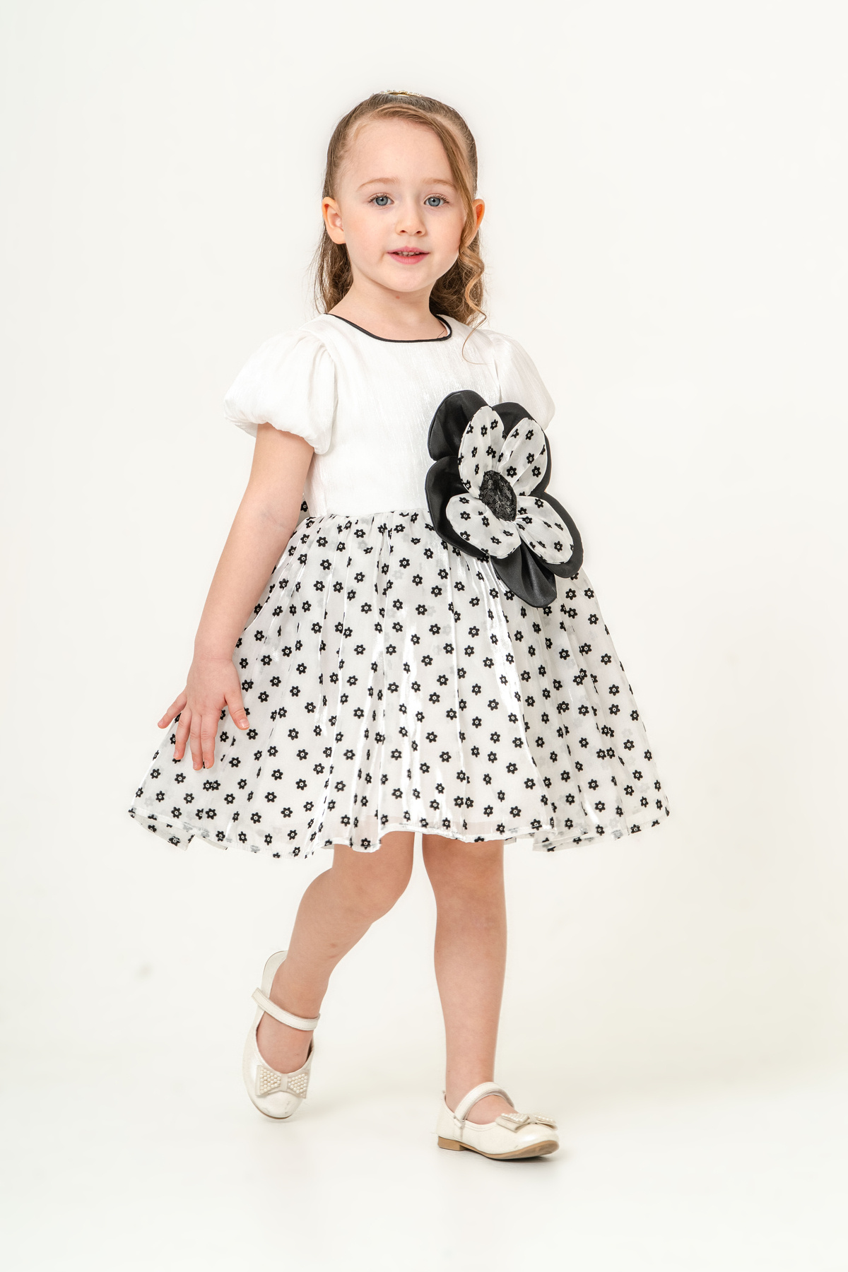 Eray Kids Kısa Kollu Çiçek Detaylı Kız Çocuk Abiye Elbise (3-6 yaş ...