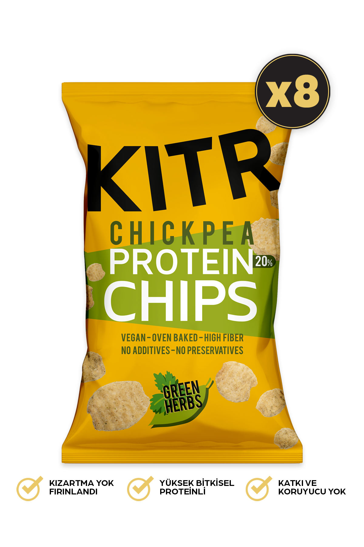 KITR 8'li Sebze Yeşillikleri Çeşnili Yüksek Proteinli Nohut Cipsi 8x50g ...
