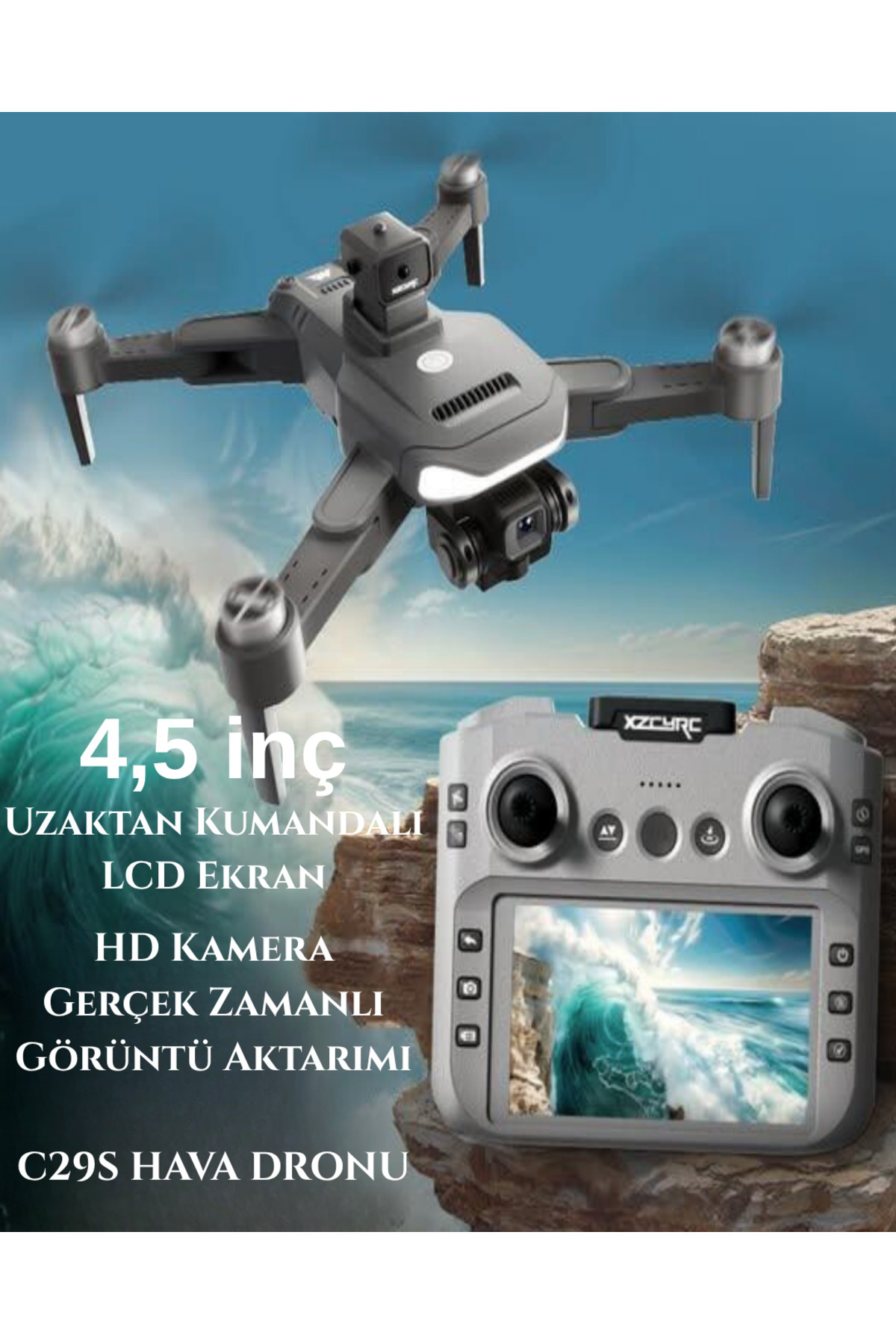 XİRA C29S Hava Dronu – 200 MP HD Kamera │ 4,5″ LCD Kumanda │ GPS ...