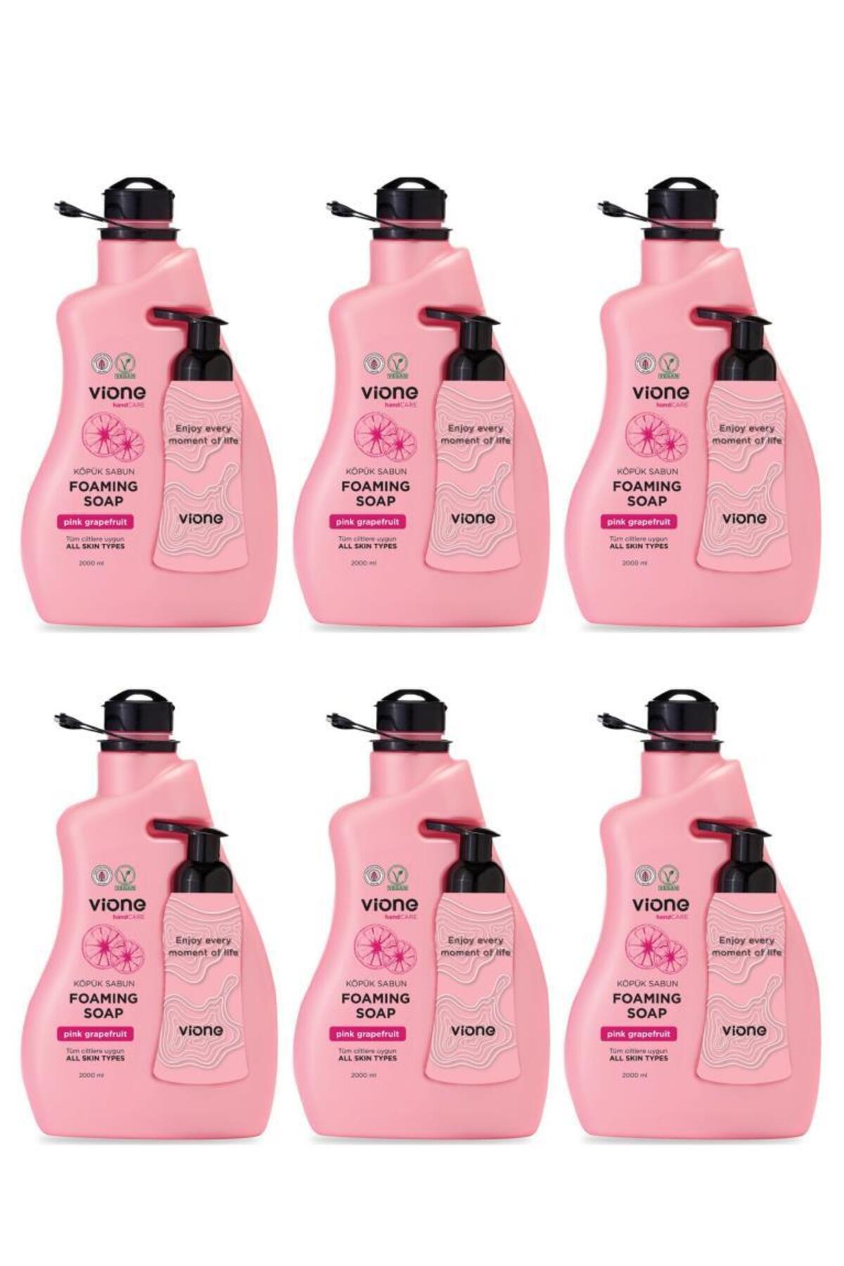 vione 6 Adet Köpük Sabun El ve Yüz İçin Pembe Greyfurt 2 lt (Köpük ...