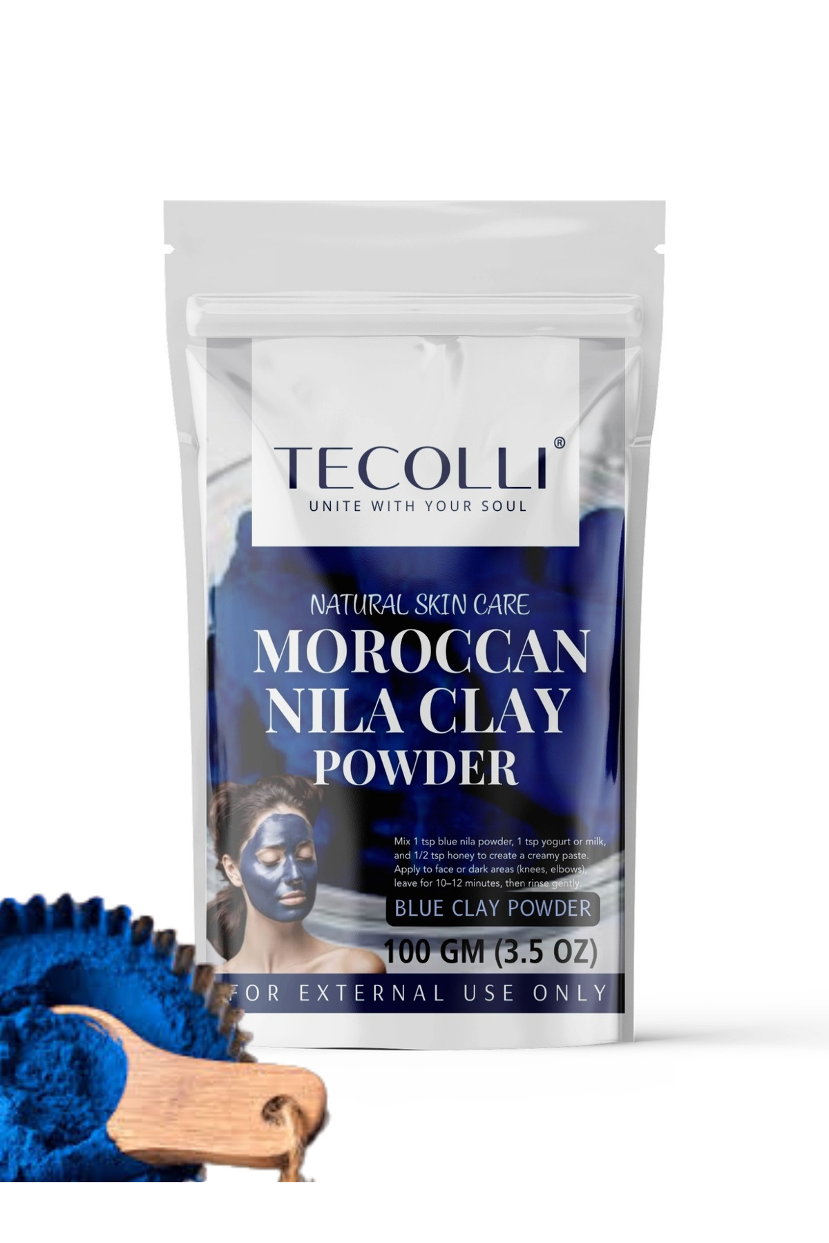 TECOLLI Original Moroccan Blue Nila Powder 100g –face Mask For Skin ...