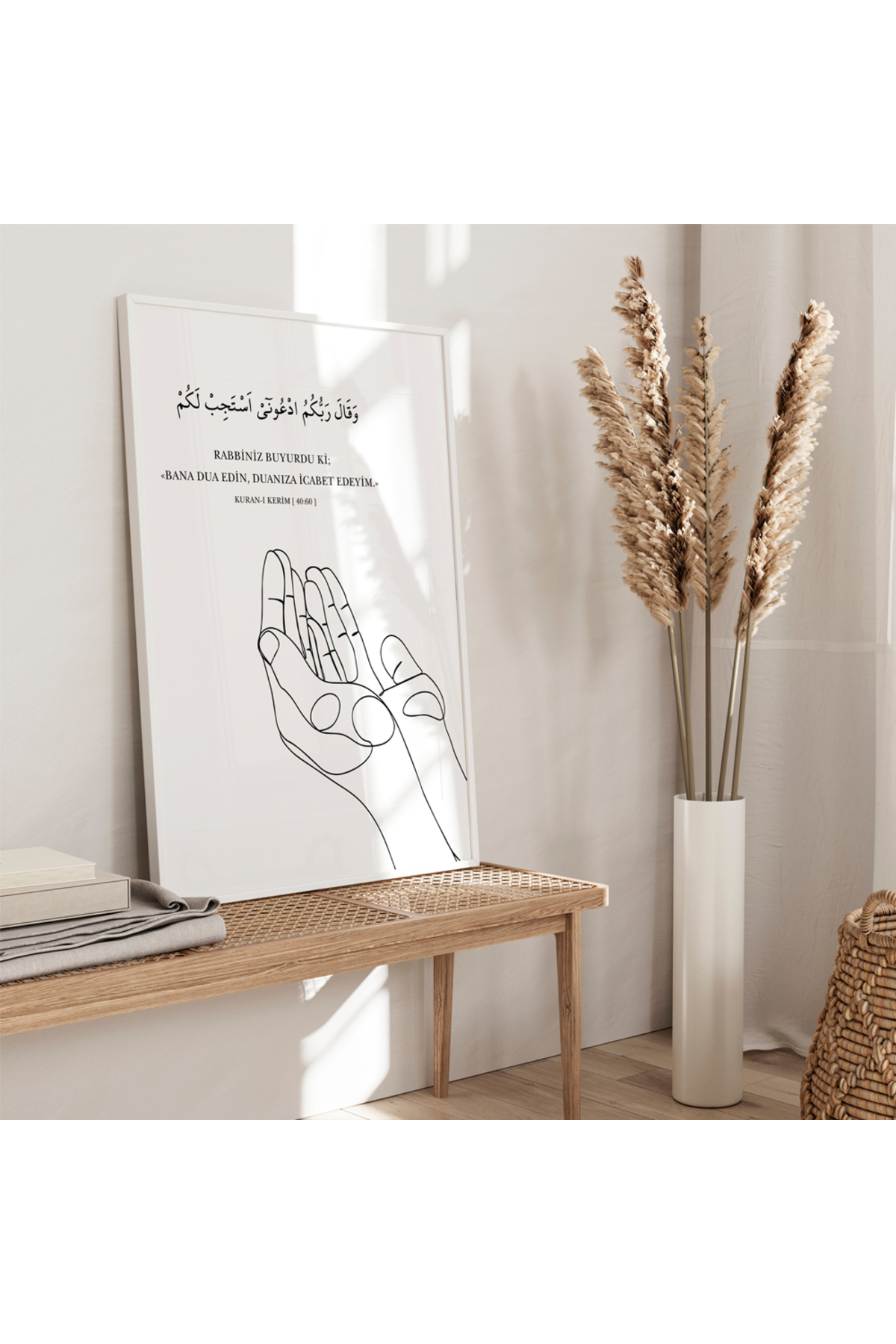 Hayyart Dua El Detaylı Çerçeveli Minimalistc - Beyaz Renk Çerçeve ...