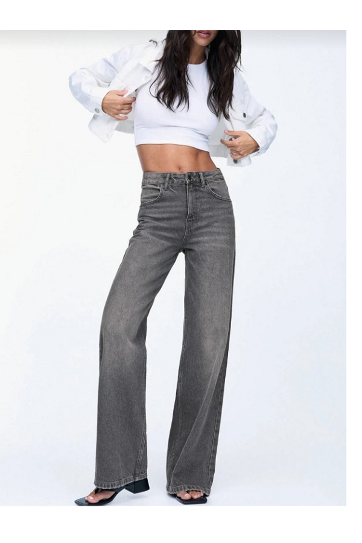 Bigowl KOPYA - Kadın Yüksek Bel Bej Jeans Salaş Bej Kot Pantolon ...