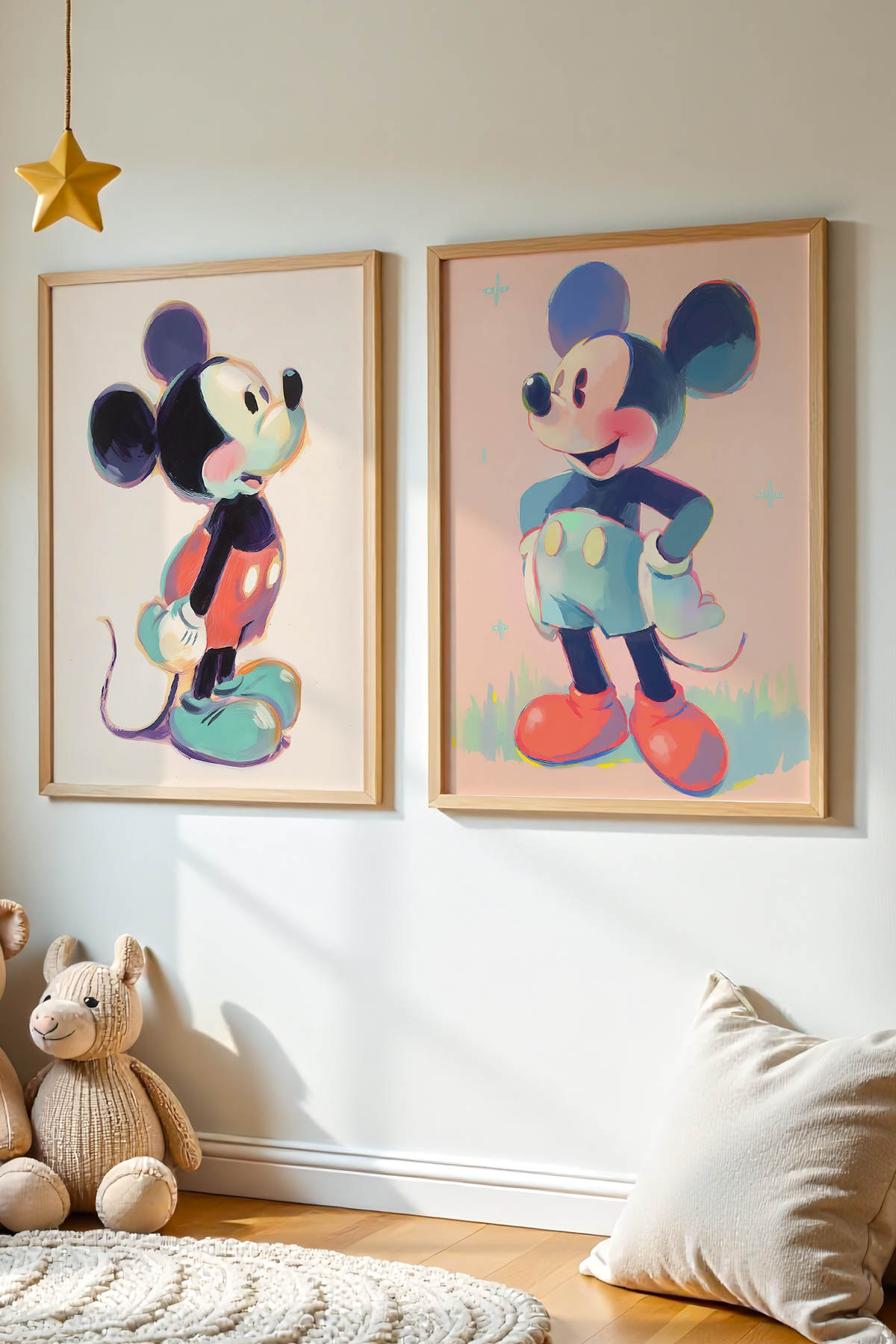HİGUERA 2'Li Mickey Mouse Yağlı Boya Hissi Çocuk Odası Ve Bebek Odası ...