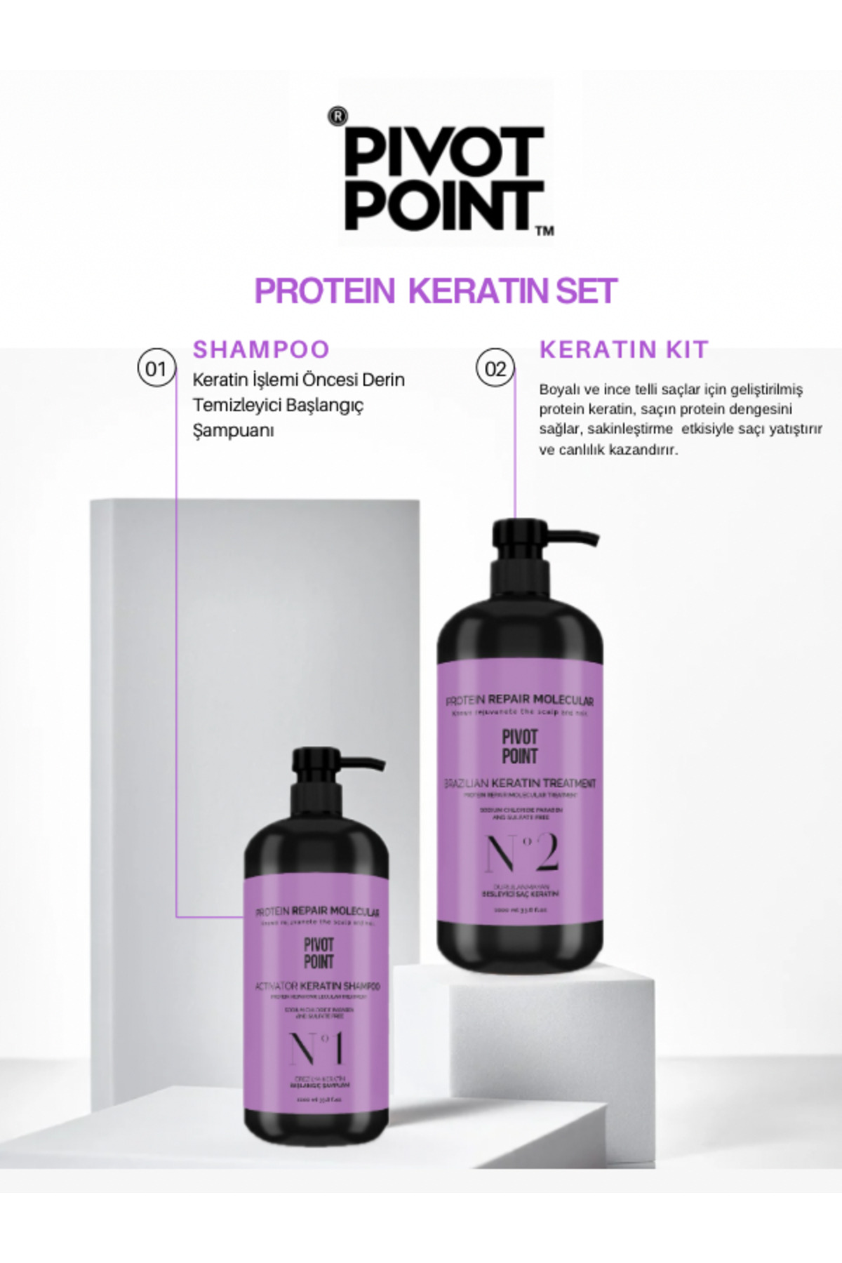 PIVOT POINT PROTEİN REPAİR MOLECULAR KERATİN SET NO1 1000 ML NO2 1000 ...