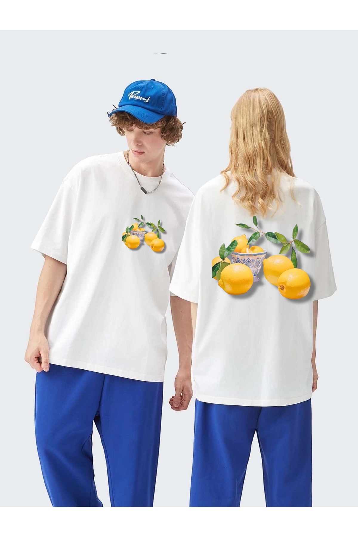 LABELIST CLOTHING Kasede Limon Baskılı Unisex Bisiklet Yaka Pamuk ...