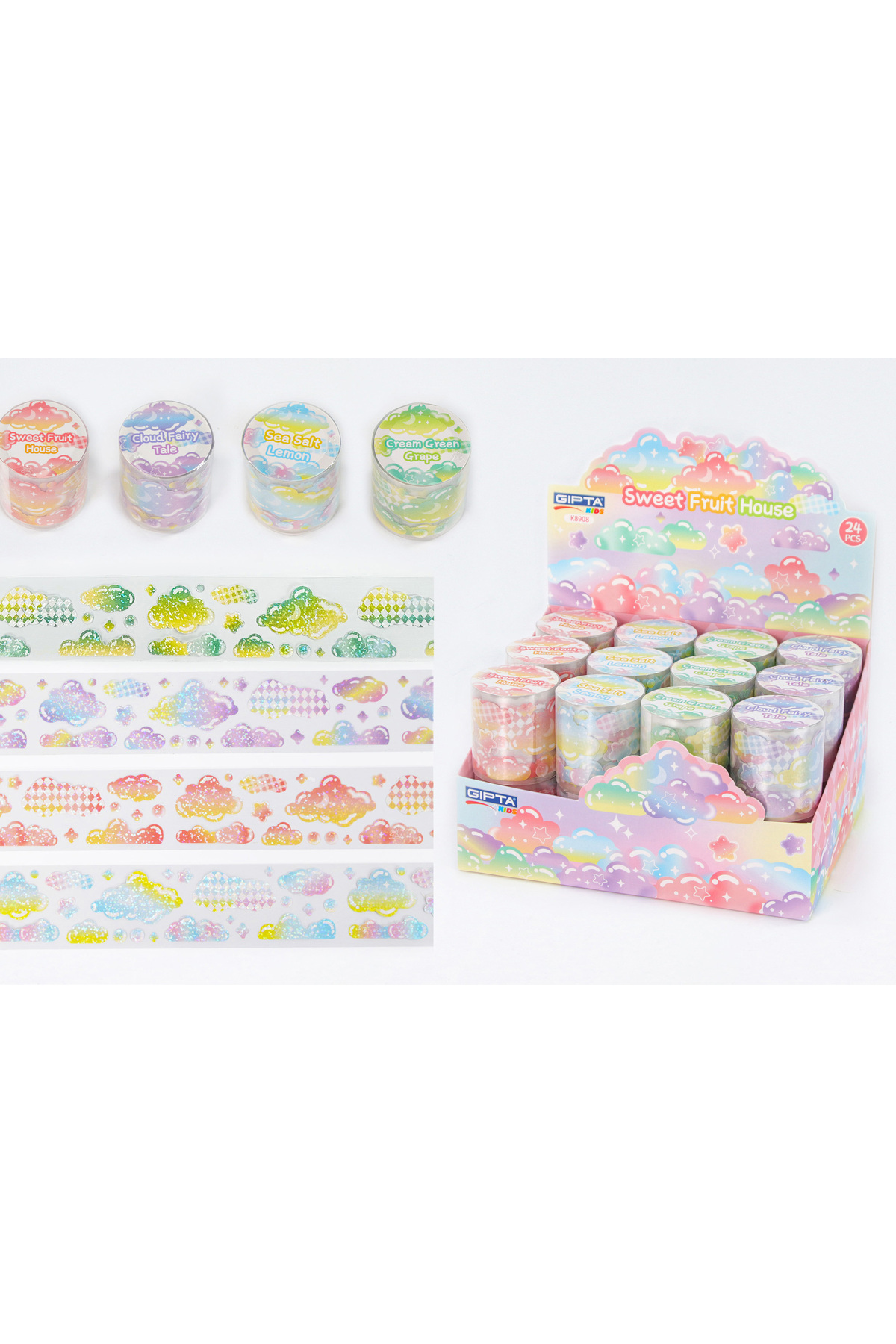 Polin Dekoratif Gökkuşağı Sticker Bant Seti, 4,8 cm x 1,75 m, 4 Farklı ...