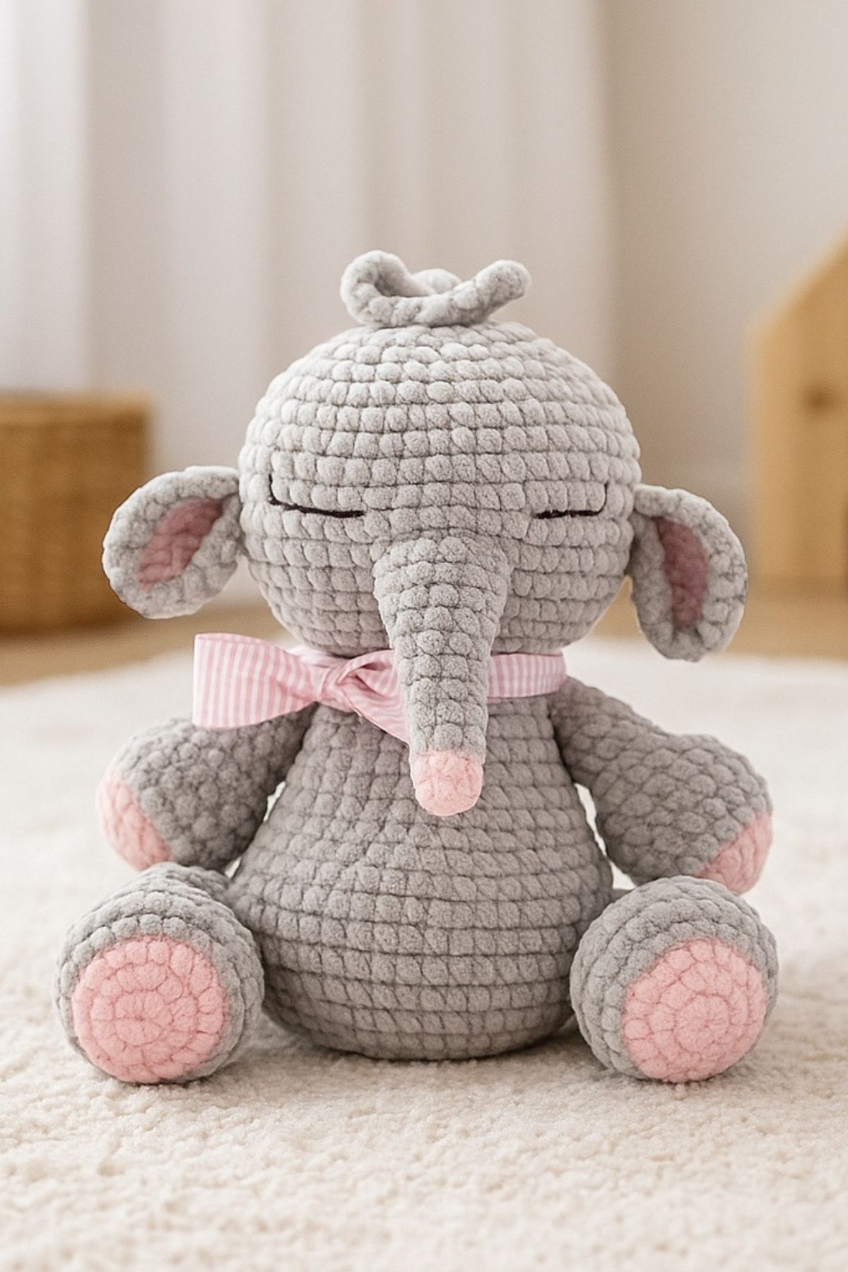 CAPELLA TOYS Sevimli El Yapımı Örgü Oyun ve Uyku Arkadaşı Fil Jumbo ...