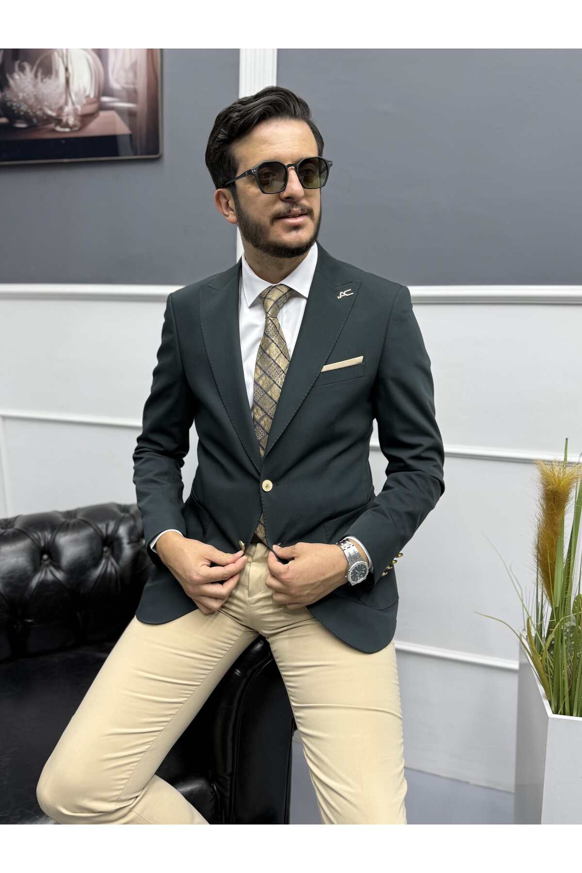 Avni Ceylan بدلة رجالية على الطراز الإيطالي الفاخر كلاسيكية وحديثة في ...