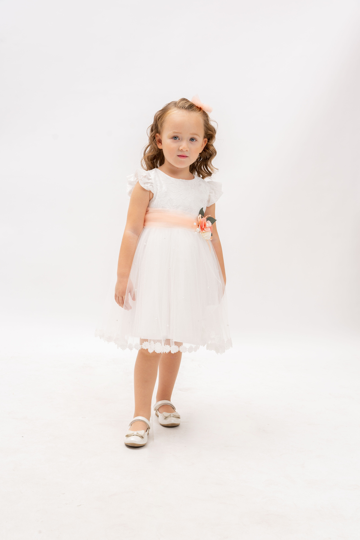 Eray Kids Kız Çocuk Prenses Abiye Elbise Kemerli Dantelli Doğum Günü ...