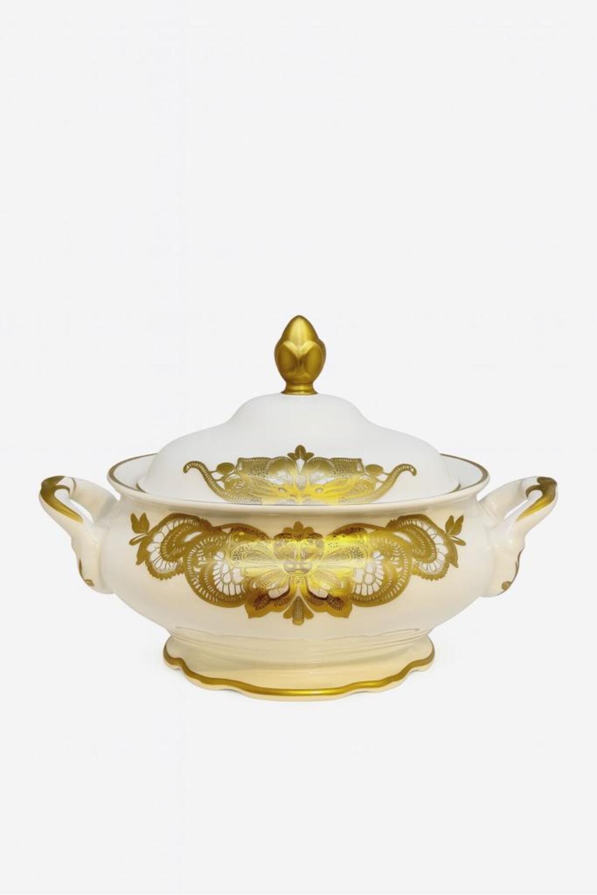 JEREMY Gold Flowers Porselen Çorba Tenceresi 32cm - Fiyatı, Yorumları