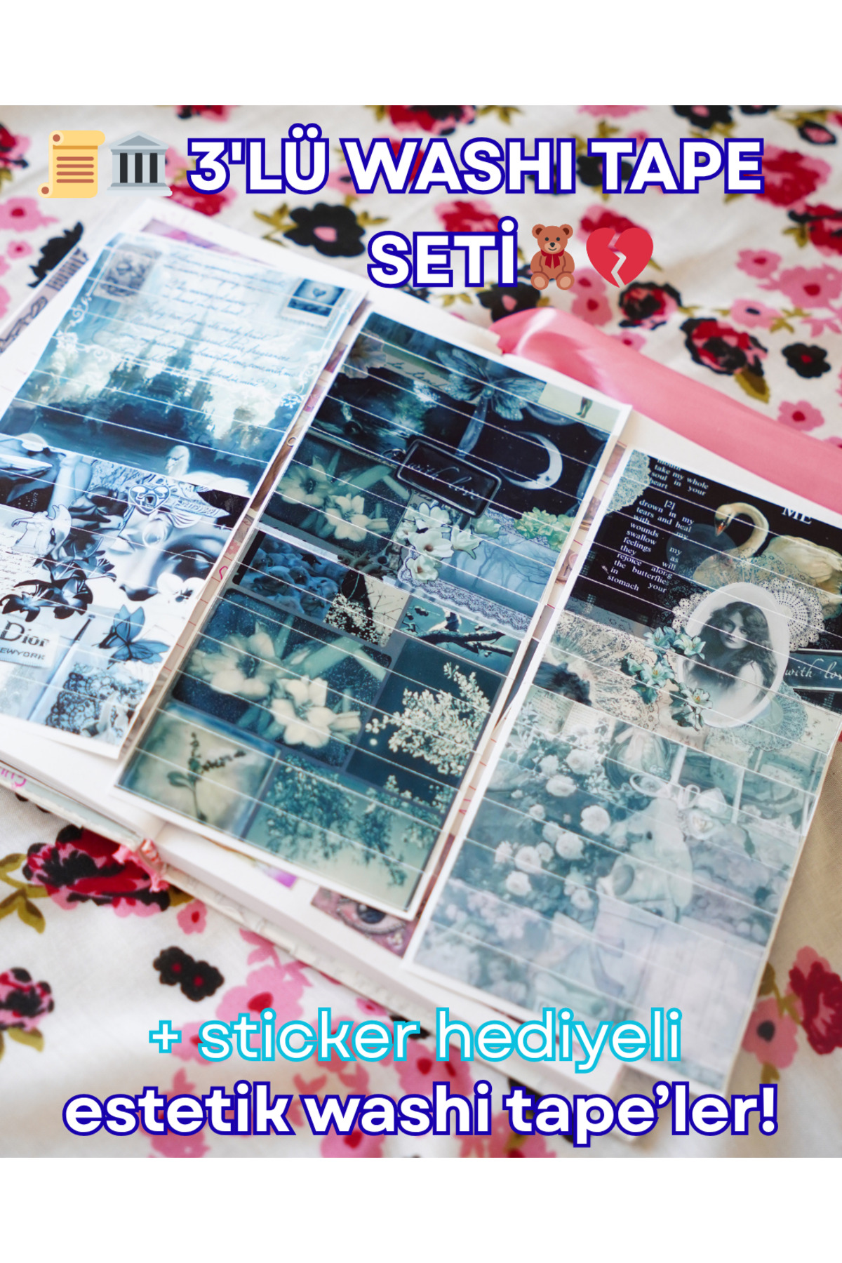 merccuri crafts 3'lü Washi Bant Seti (42 adet Yüksek Kaliteli Bant ...
