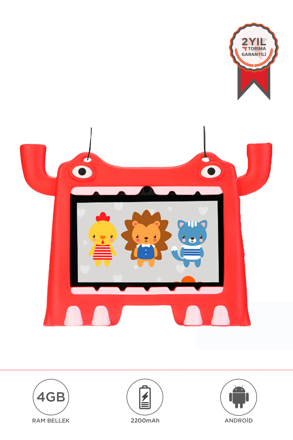 Torima T16 Kırmızı 4GB +128 GB Tablet Android 13 Çocuk Tableti Kılıf ...