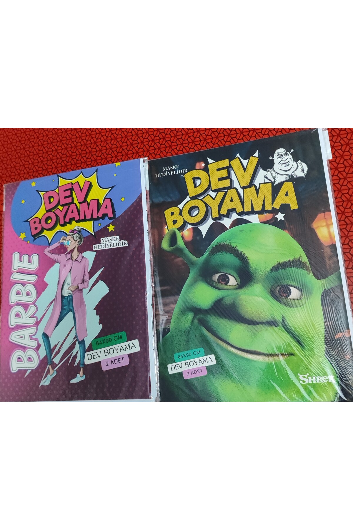 ada çanta kırtasiye 2 adet Dev boyama kitabı (90cmx64cm)- (barbie/Shrek ...