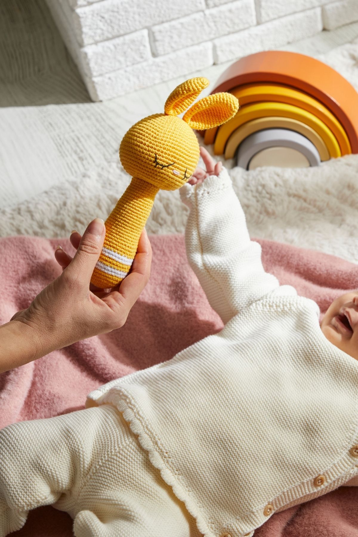 CAPELLA TOYS Doğal Bebek Örgü Amigurumi Tavşan Eğlenceli Çıngırak ...