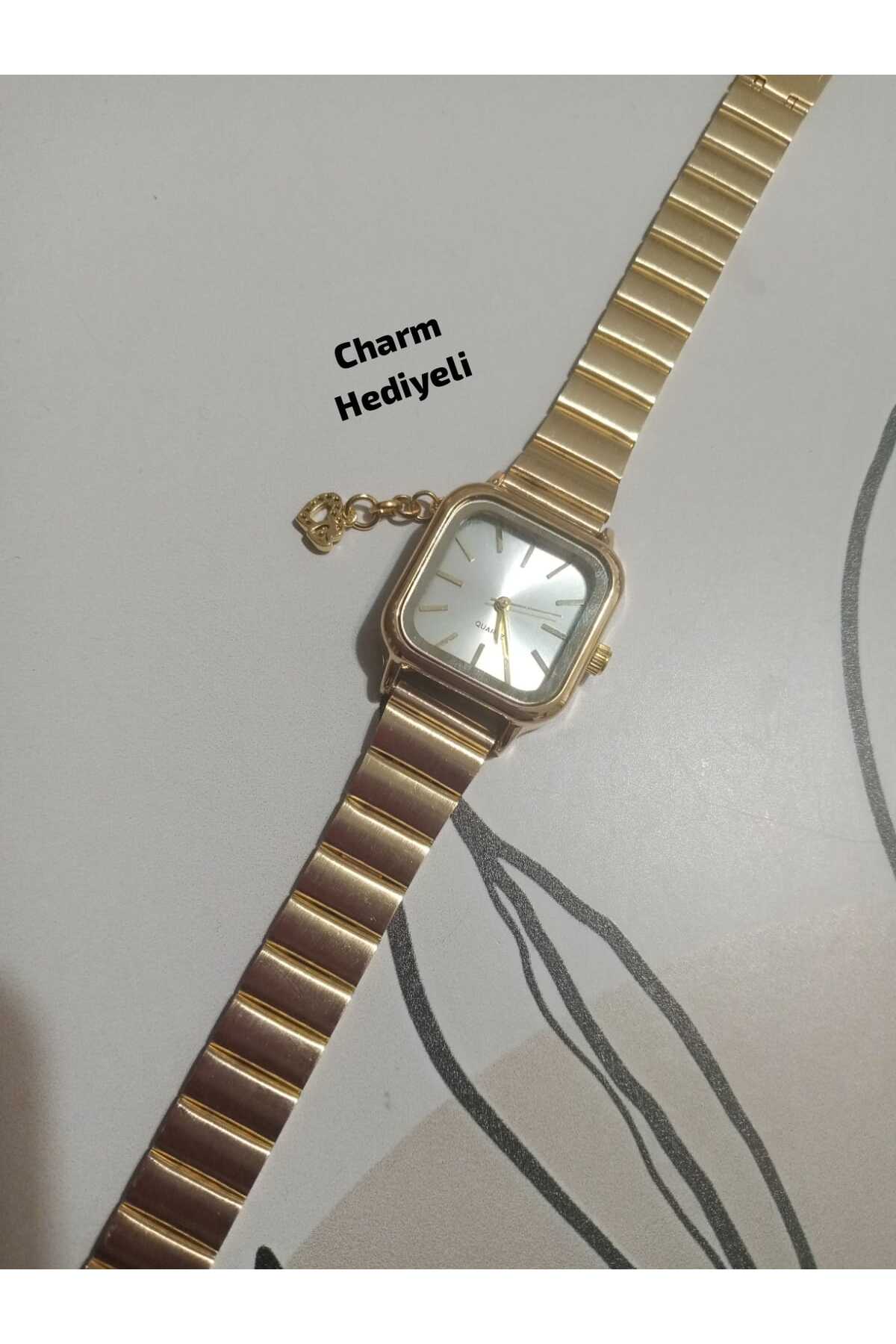 Ricardo Kadın Gold Hasır Çelik Kordon Vintage Kol Saati CHARMLI 0104 ...