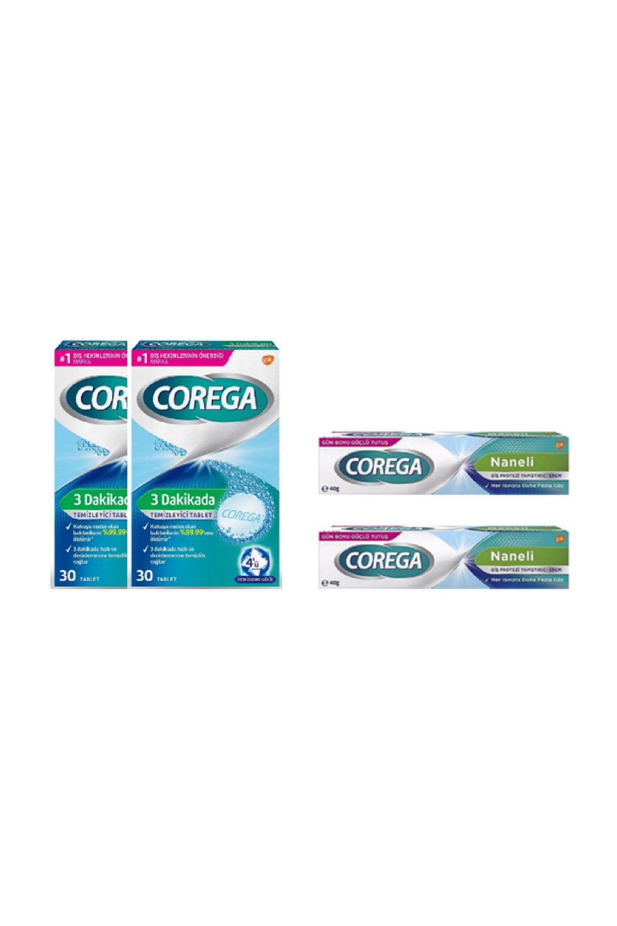 Corega Protez Temizleyici Tablet 30Lu x2 + Protez Yapiştirici ...