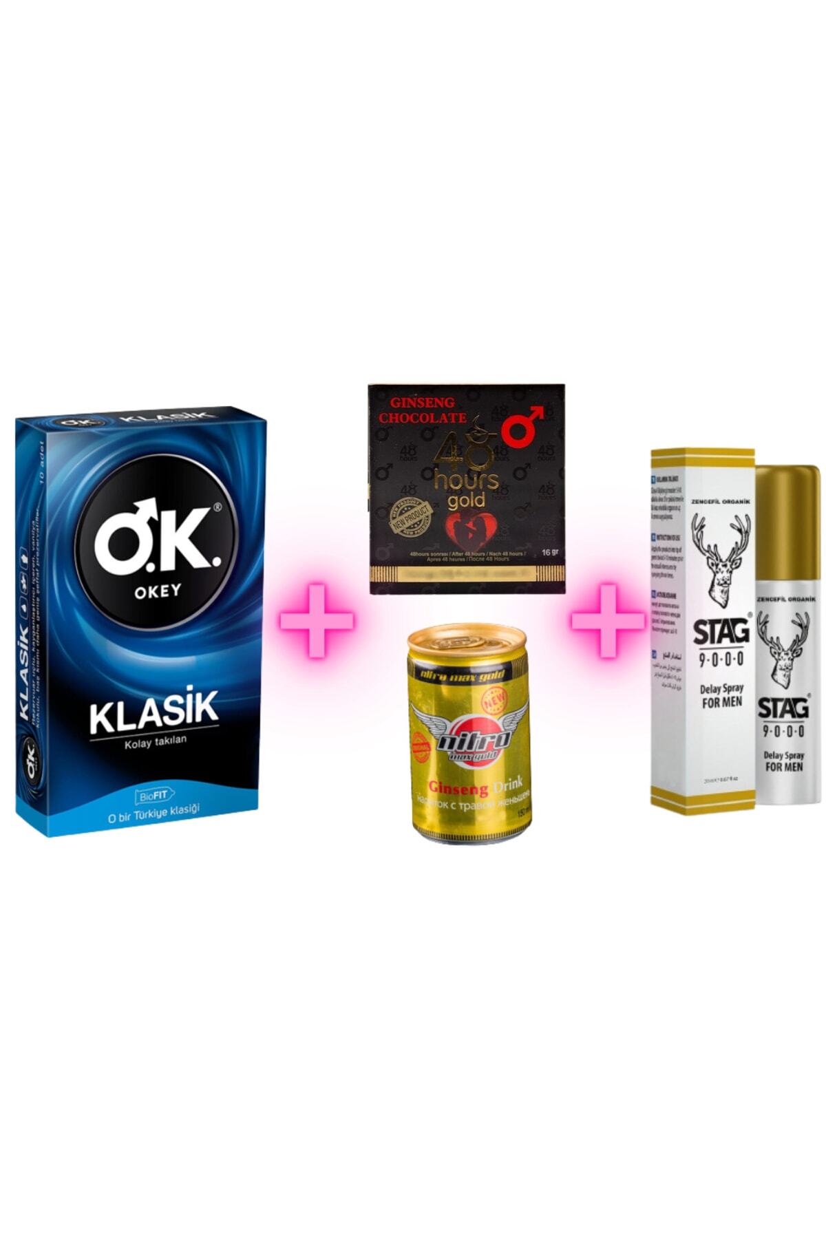 Okey Klasik 10'lu + 48 Hours Çikolata + Nitro Içecek + Stag Sprey ...