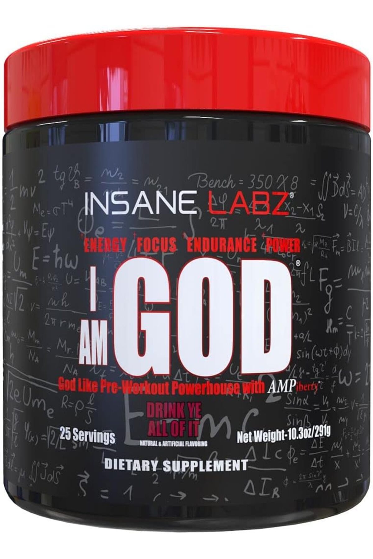 insane labz I am God PreWorkout High Stim Creatine DMAE Energy Focus ...