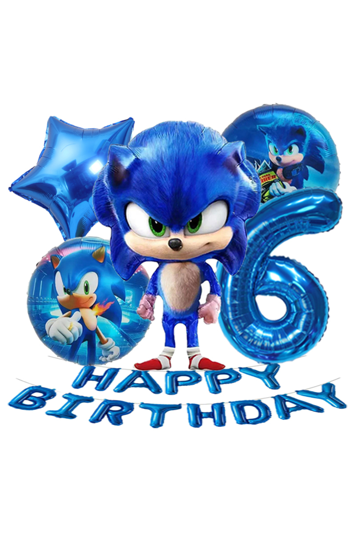 Miniso 1pack 6 Anime The Hedgehog Balloons Happy Birthday Banner Theme ...