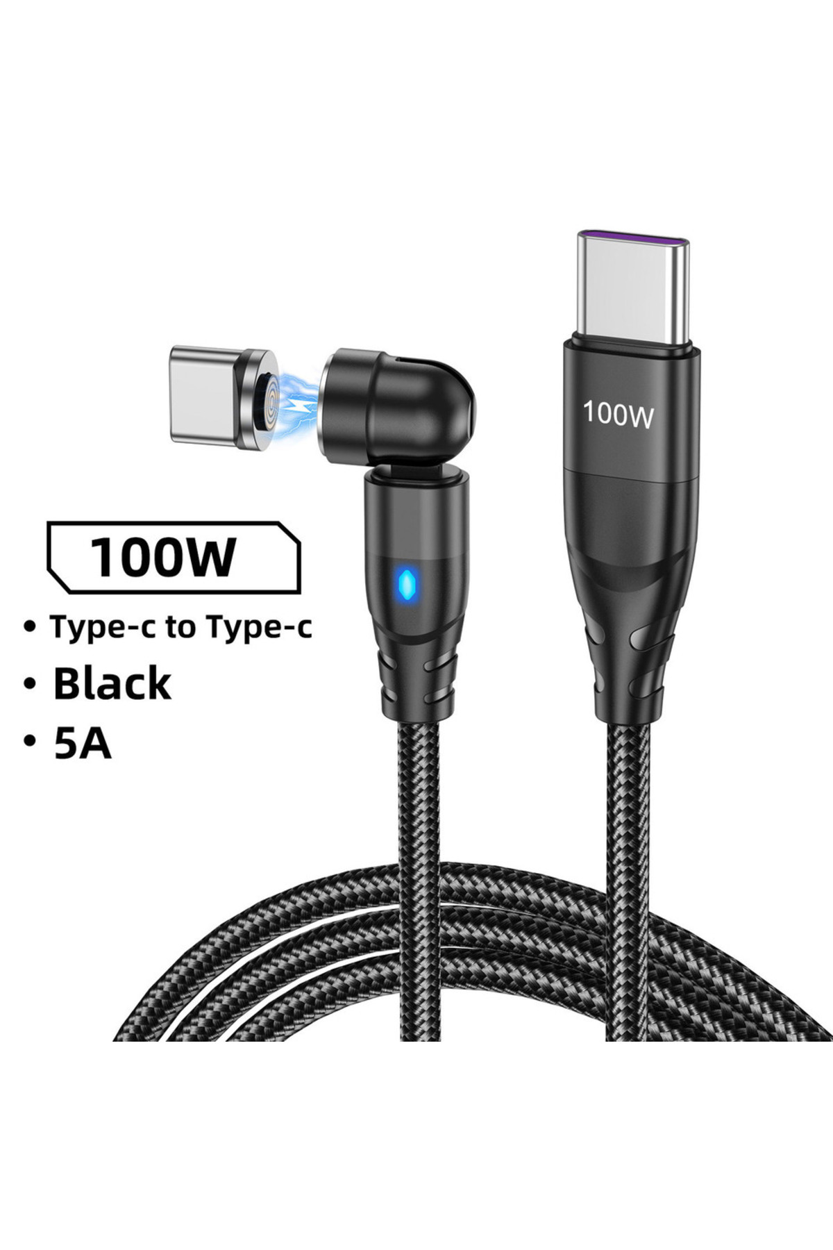 Choice 1.8m Black Type C 100W USB C To Type C Fast Charging Magnetic ...