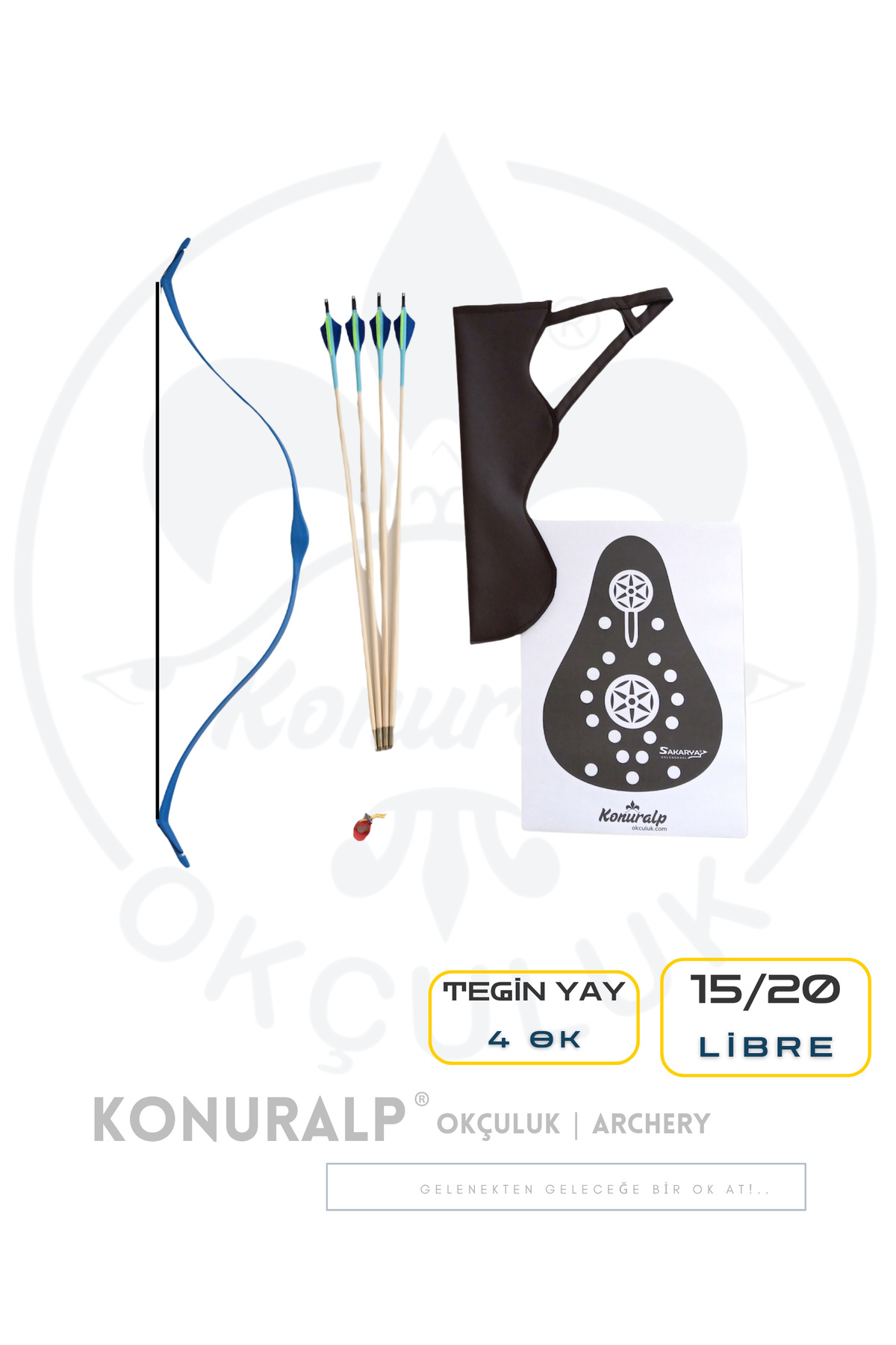 KONURALP OKÇULUK Geleneksel Okçuluk Başlangıç Genç Ok Yay Seti Mavi (4 ...