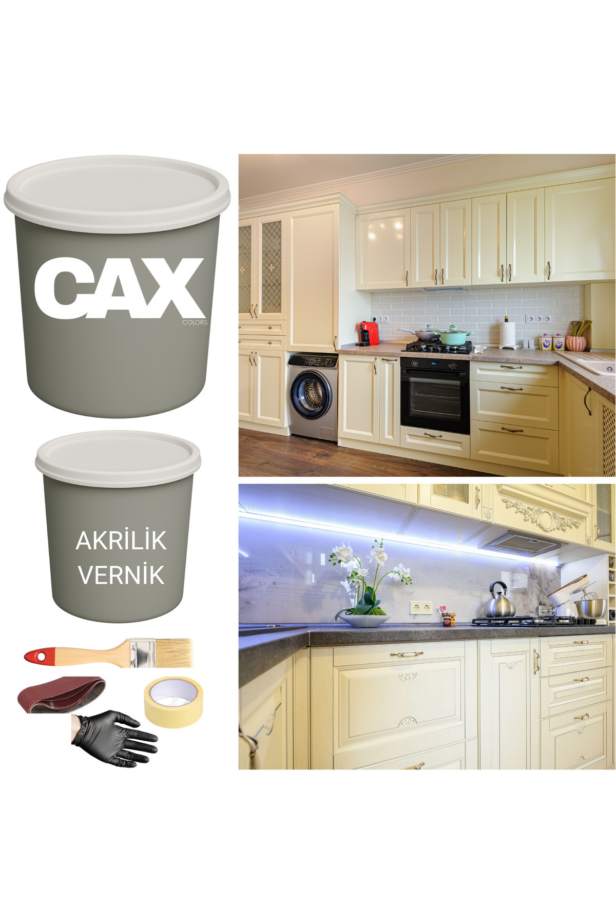 caxcolors MUTFAK-BANYO-FAYANS DÖNÜŞÜM BOYA SETİ 1 LİTRE SIVIYA ...