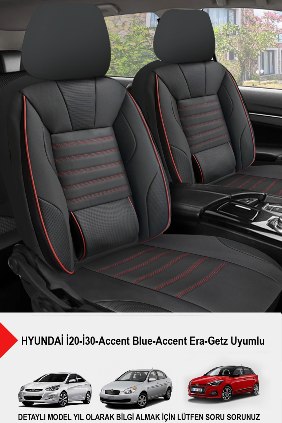 GM-DESIGN Stone Deri Oto Koltuk Kılıfı - Bel Destekli (HYUNDAİ İ20-İ30 ...