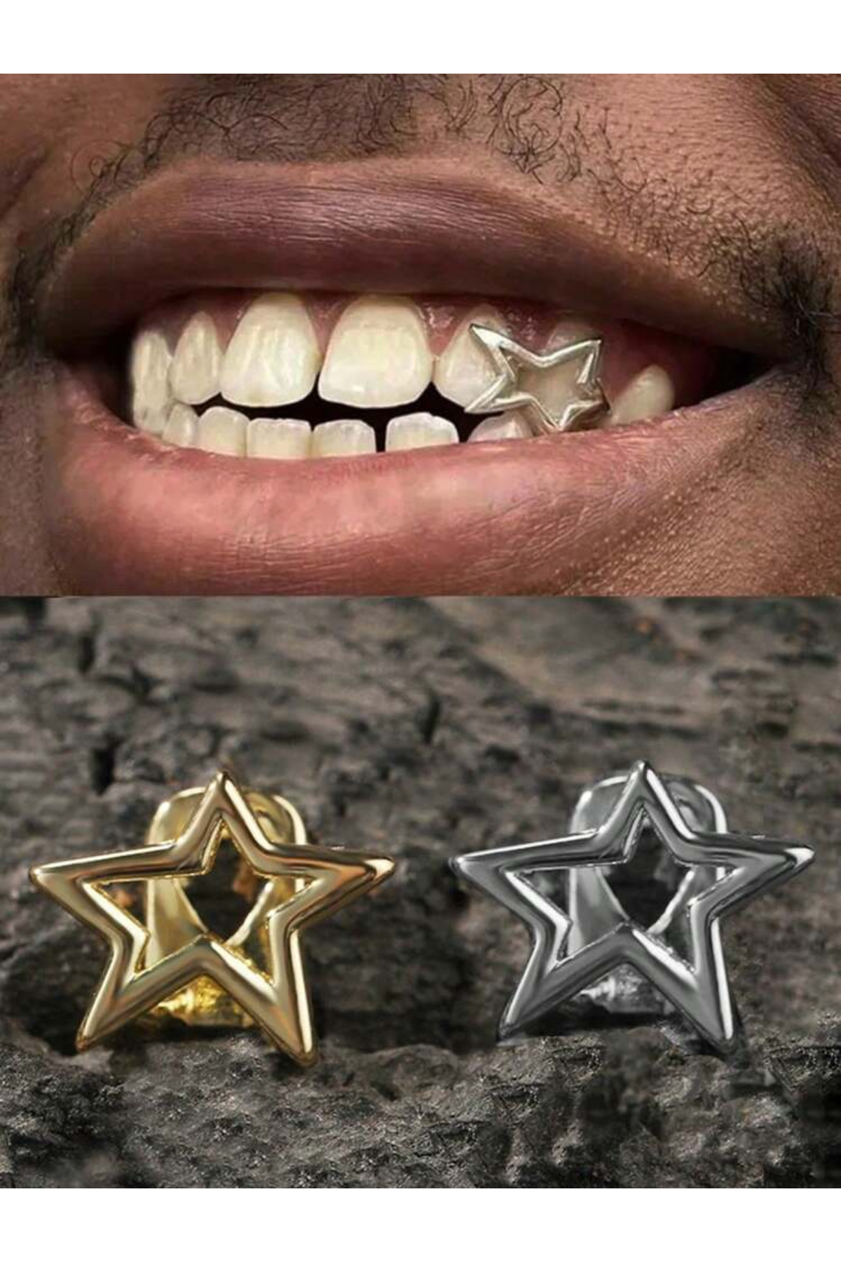 La Saade Y2k Yıldızlı Teeth Gold Rengi Grillz Gems Diş Taşı Aksesuar ...