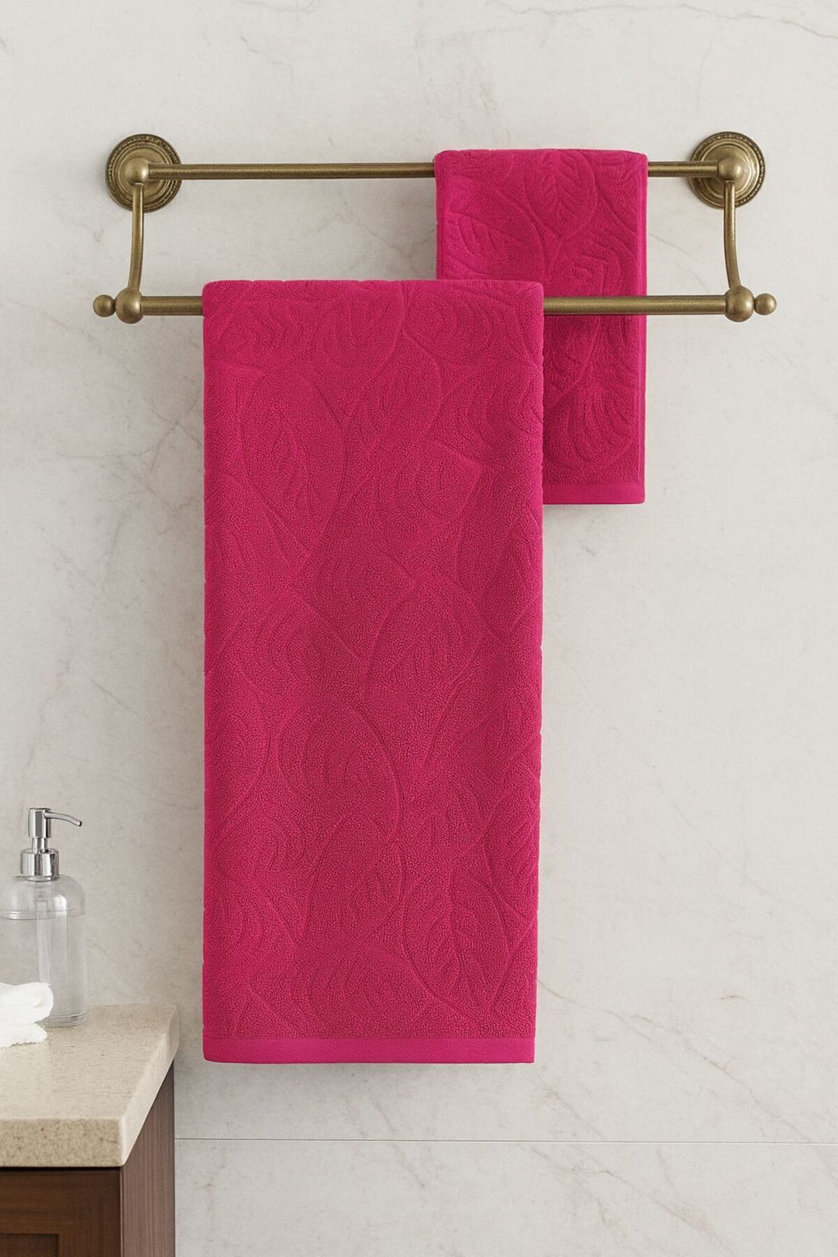 violacasa %100 Pamuk Jakarlı Hamam Seti Battal Boy 2 Parça Babil Fuşya ...