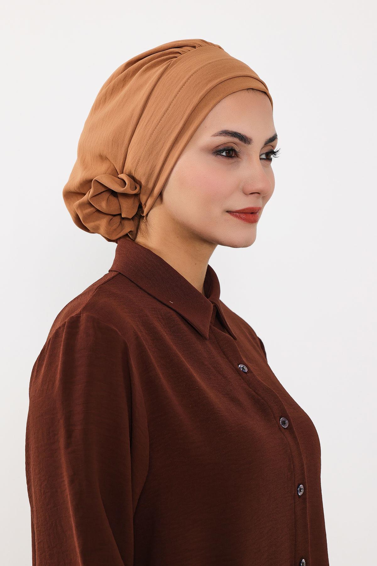 Aisha's Design Aerobin Kumaş Hazır Türban,HT-92,Camel - Fiyatı, Yorumları