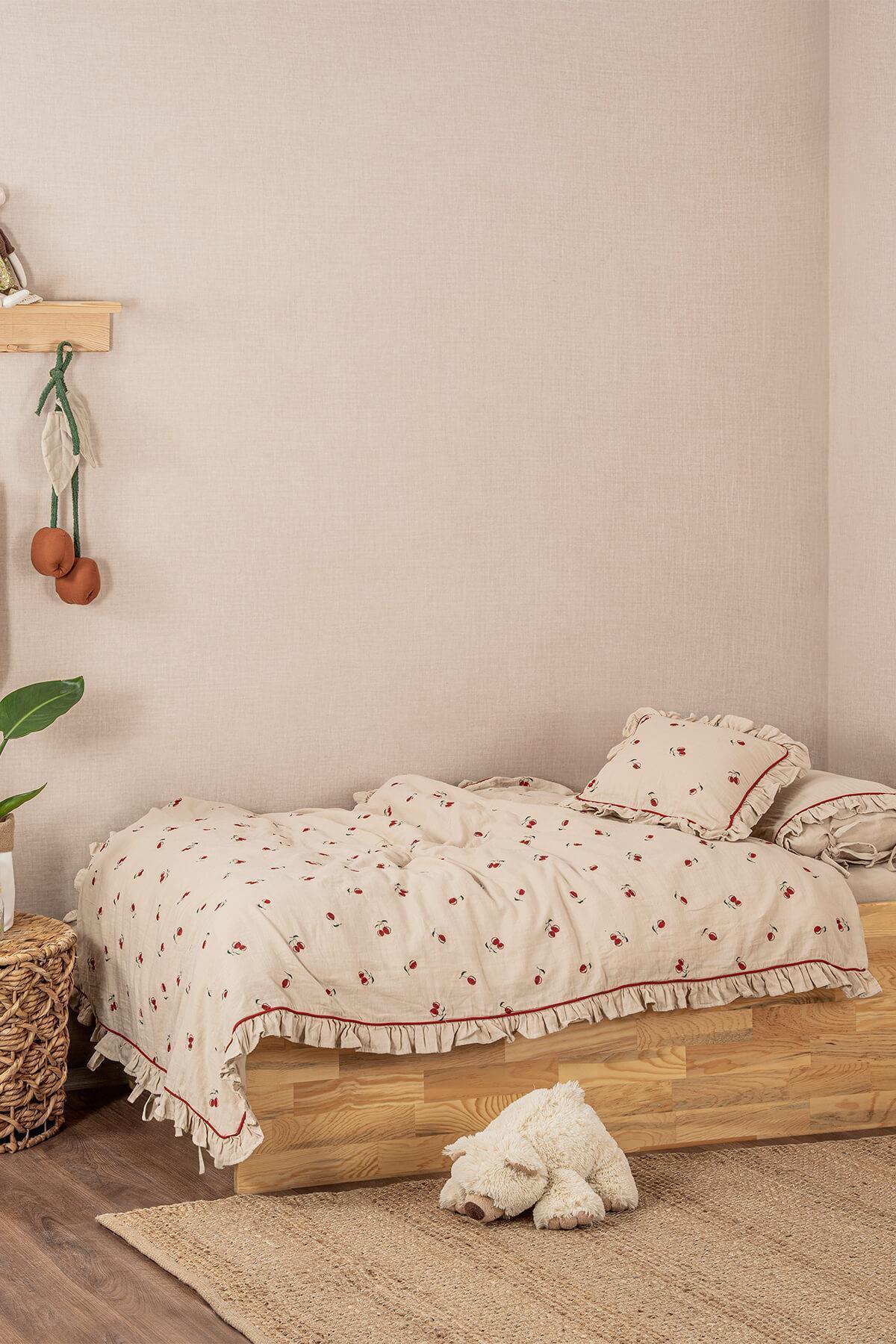 Ecocotton Fidelya Bebek Nevresim Takımı Organik Pamuk Müslin Bej ...