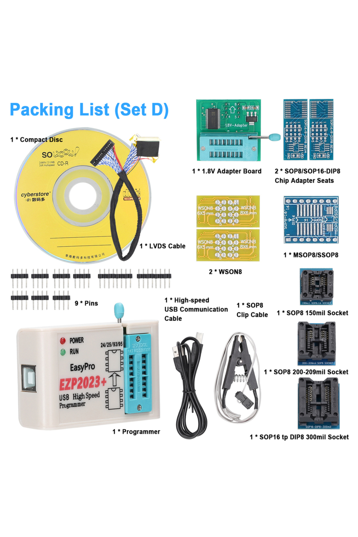 Choice Set D EZP2023+ High-Speed USB SPI Programmer Support 24/25/93/95 ...